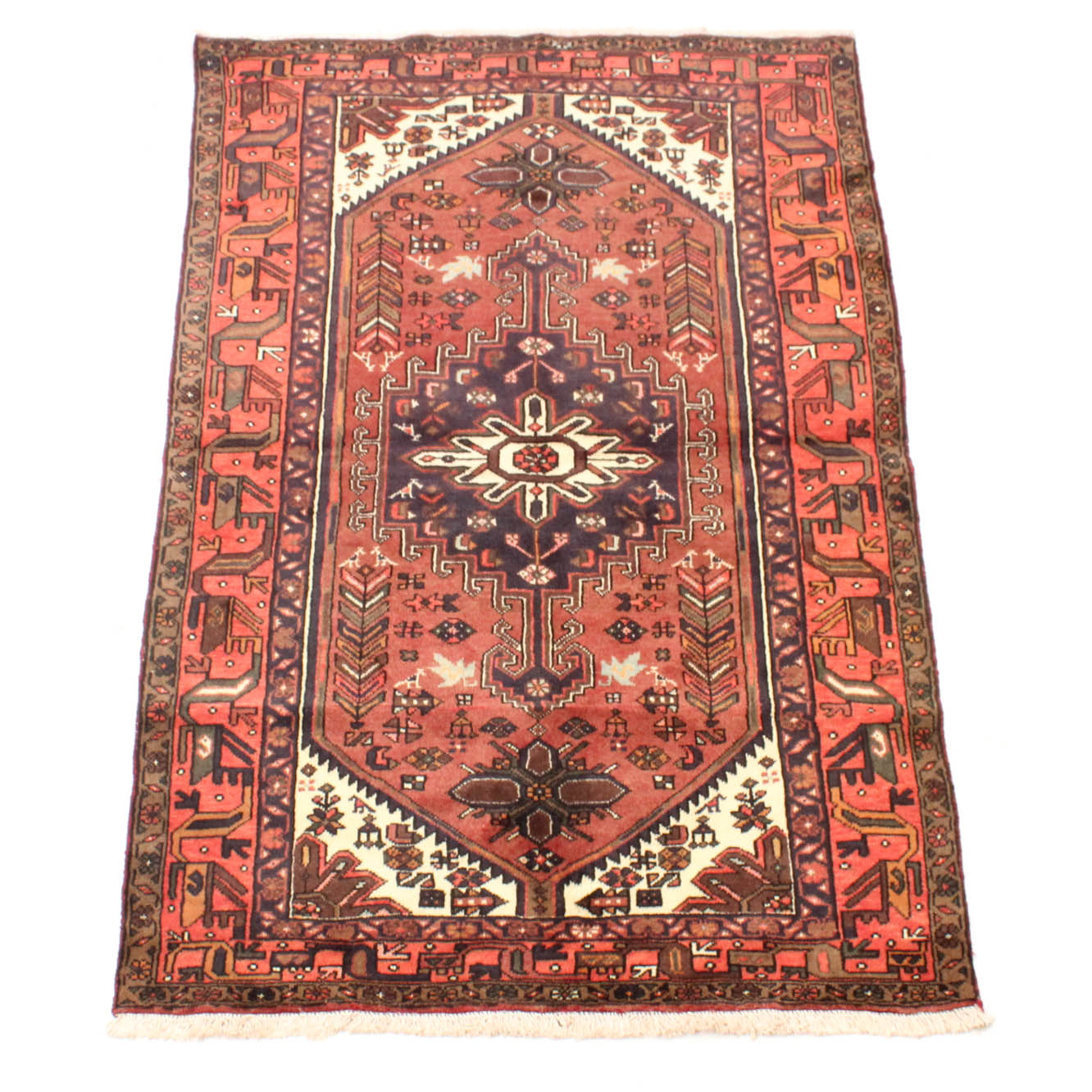 4' x 7' Fine Hand-Knotted Persian Zanjan Pictorial Rug | EBTH