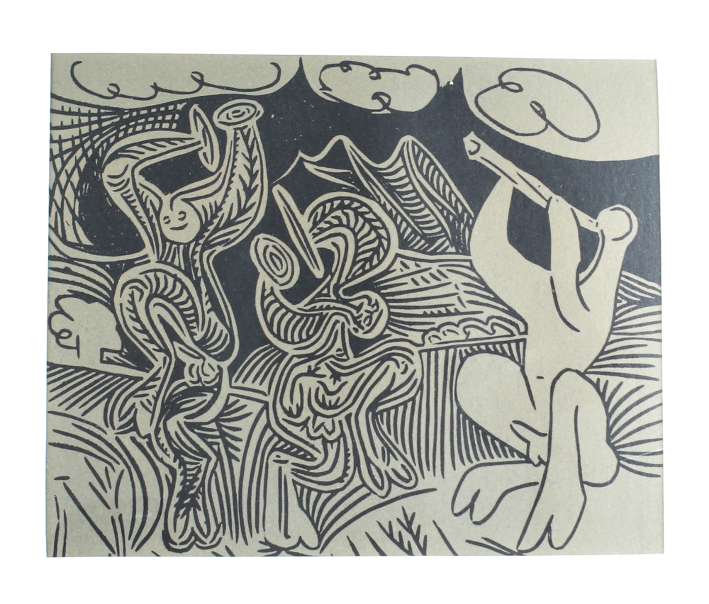 Pablo Picasso 1962 Color Linocut "Dancing Satyrs and Flute Player" | EBTH