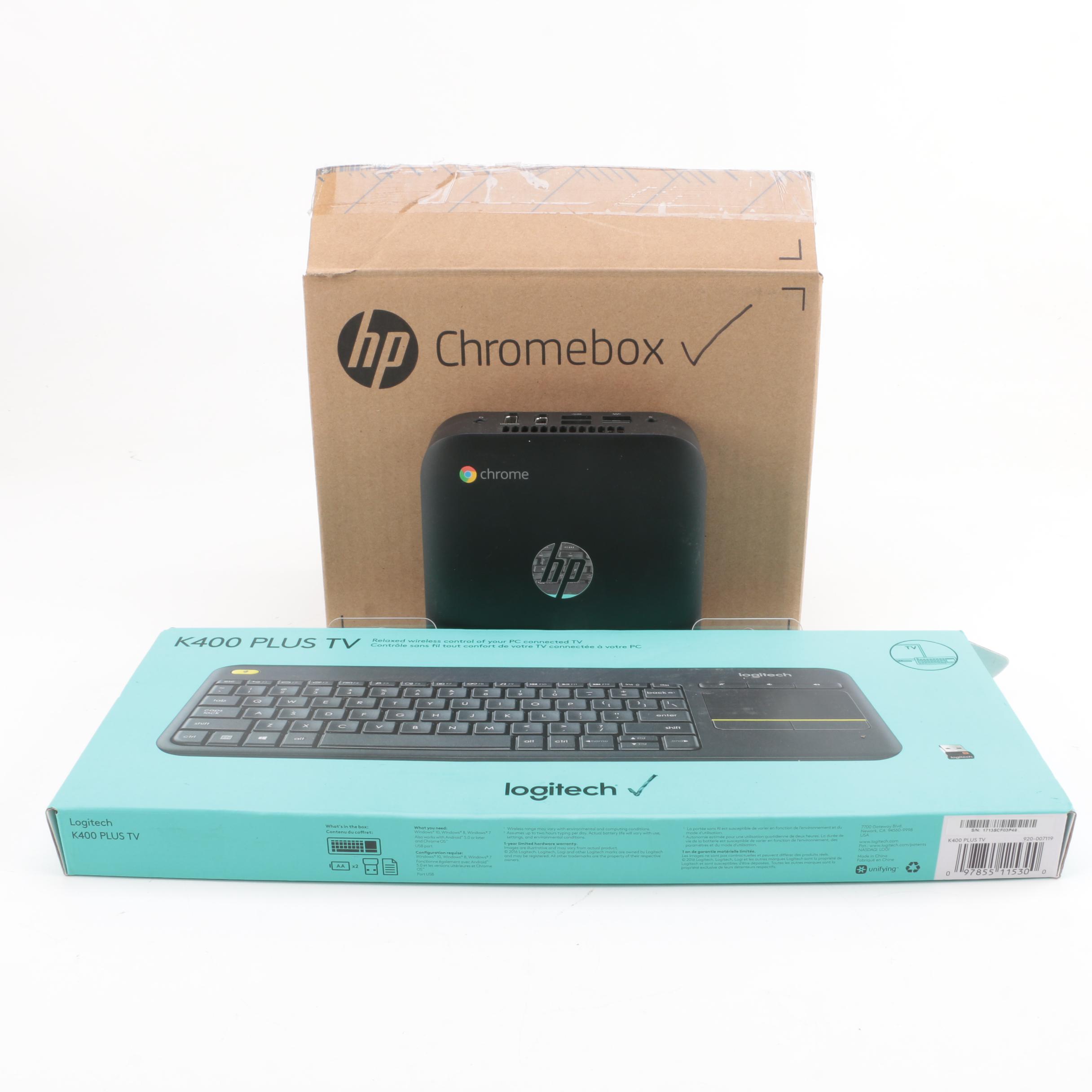 HP Chromebox Desktop Computer with Logitech Wireless Keyboard | EBTH