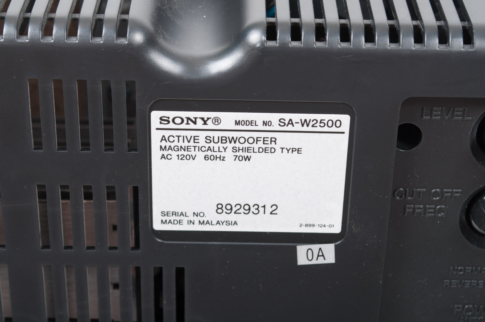 Sony SA-W2500 Active Subwoofer | EBTH