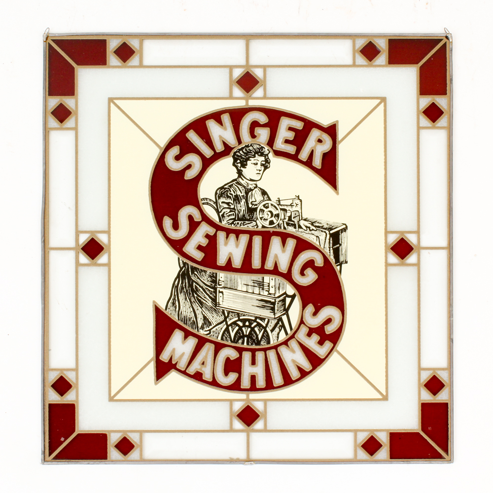 Singer Sewing Machines Stained Glass-Style Panel | EBTH