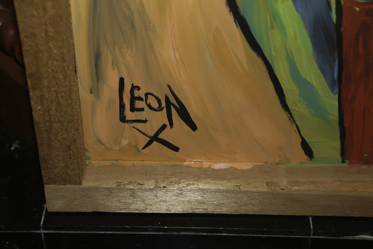 Leon Collins Acrylic Painting of Abstract Figural Composition with ...