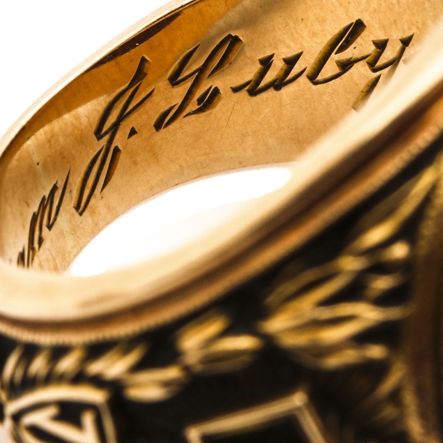 10k Yellow Gold Ruby Class Ring Ebth