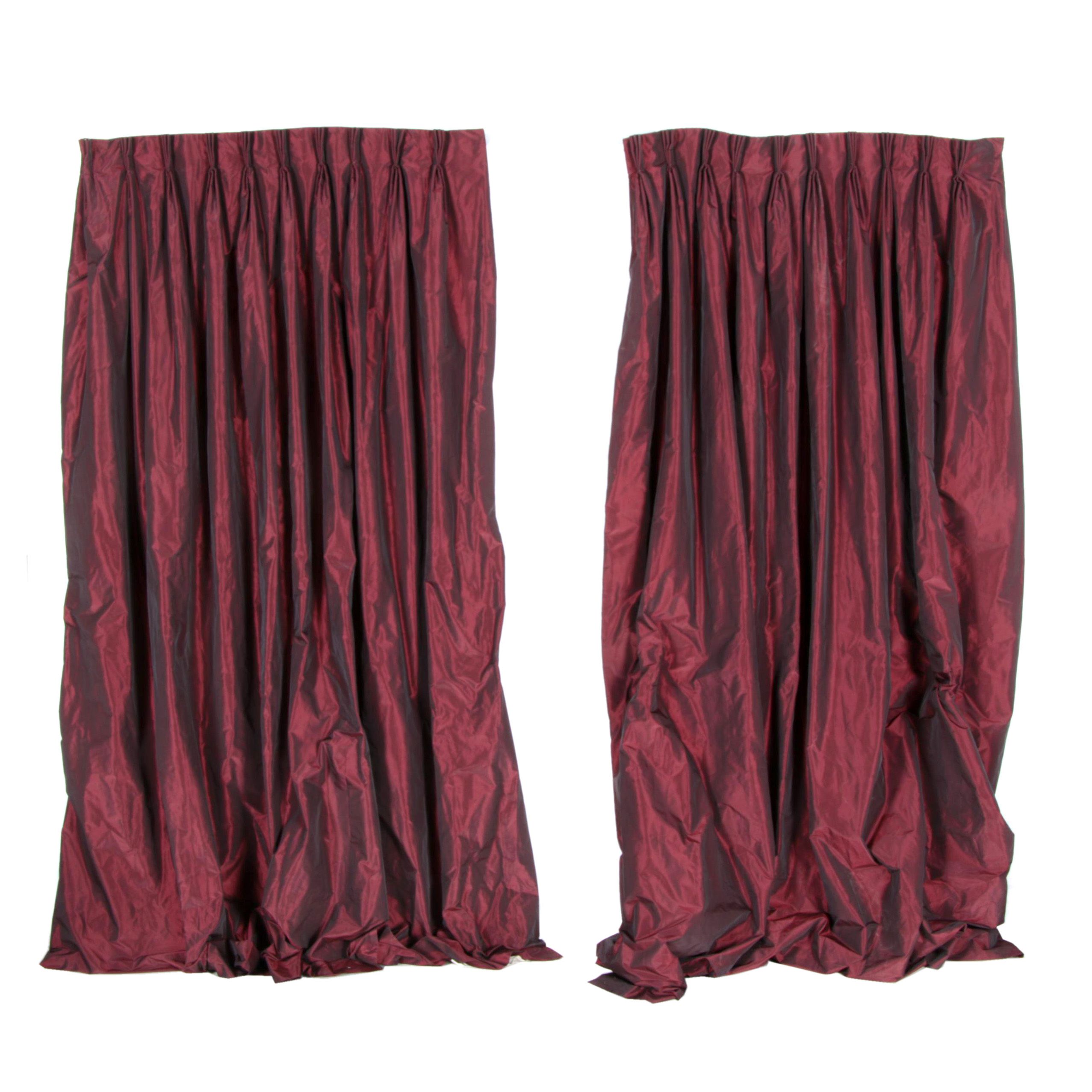 Pair of Full Length Maroon Curtain Panels | EBTH