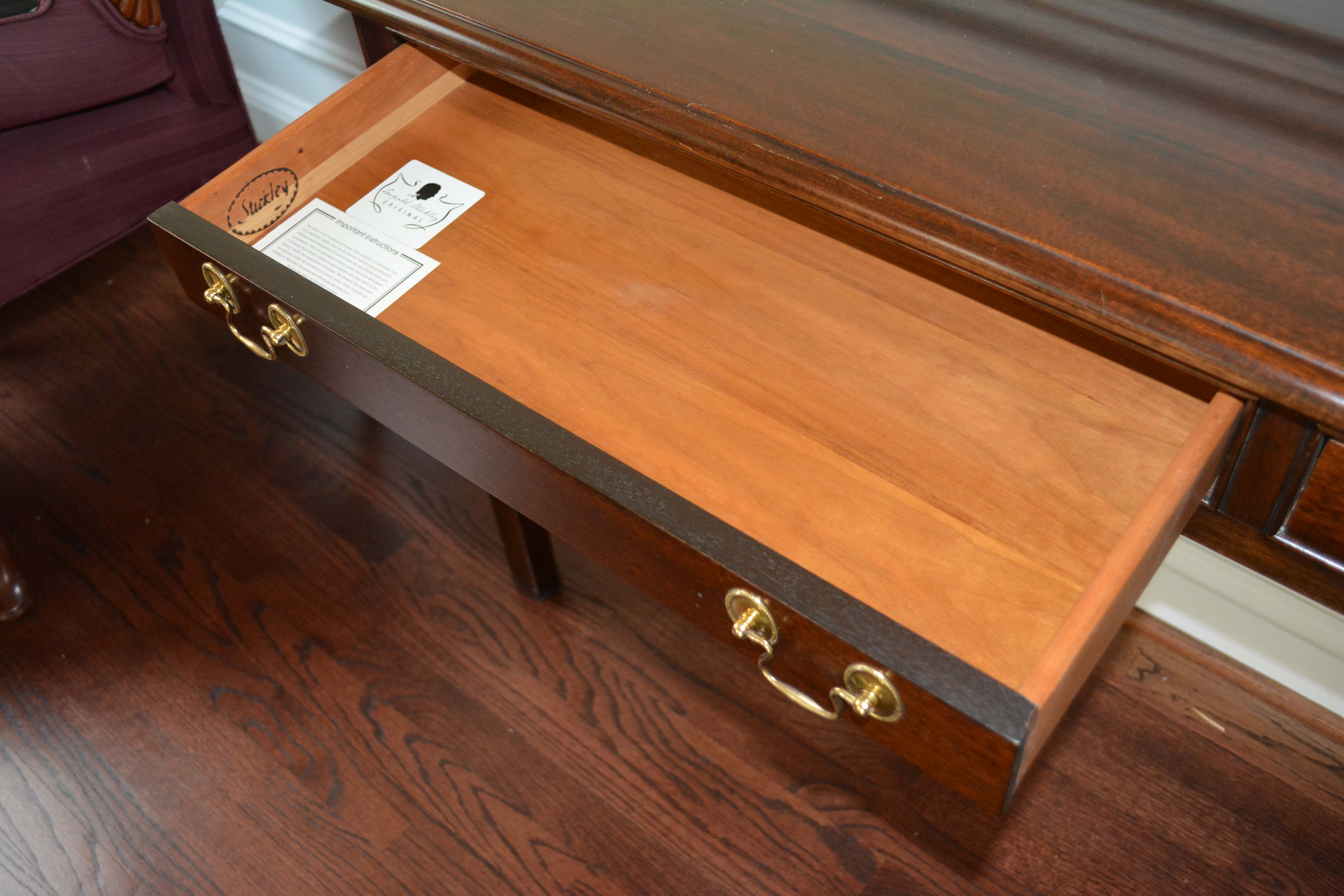 Stickley Federal Style Sofa Table with Stickley Stools | EBTH