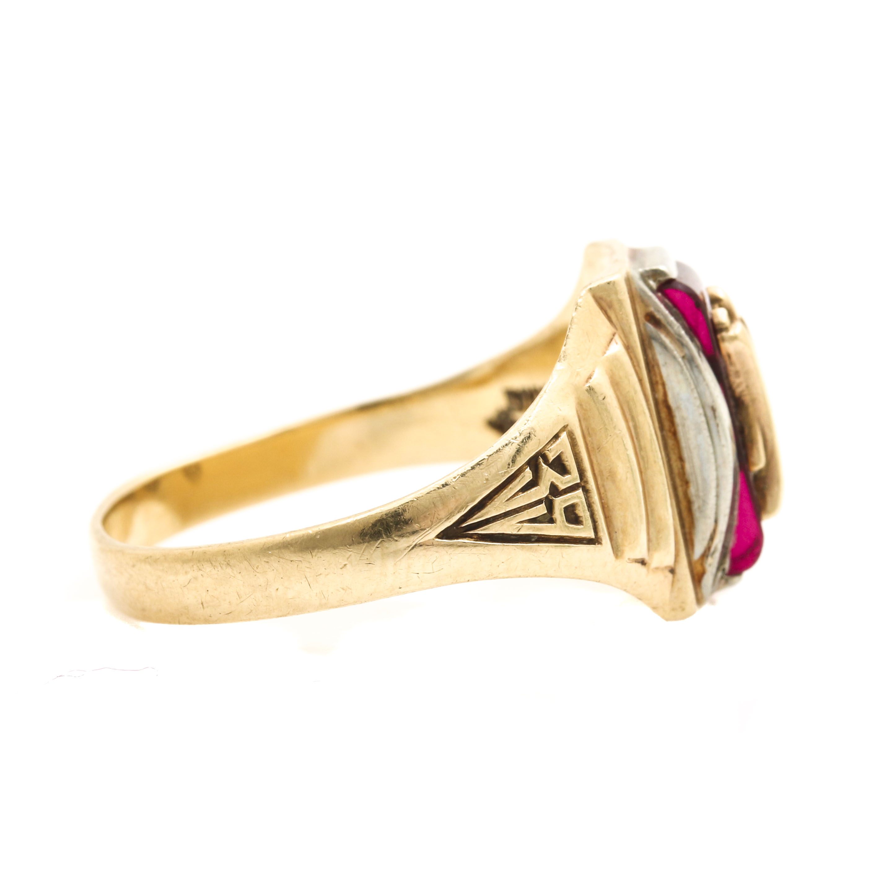 Vintage 10K Yellow Gold Ruby Class Ring | EBTH