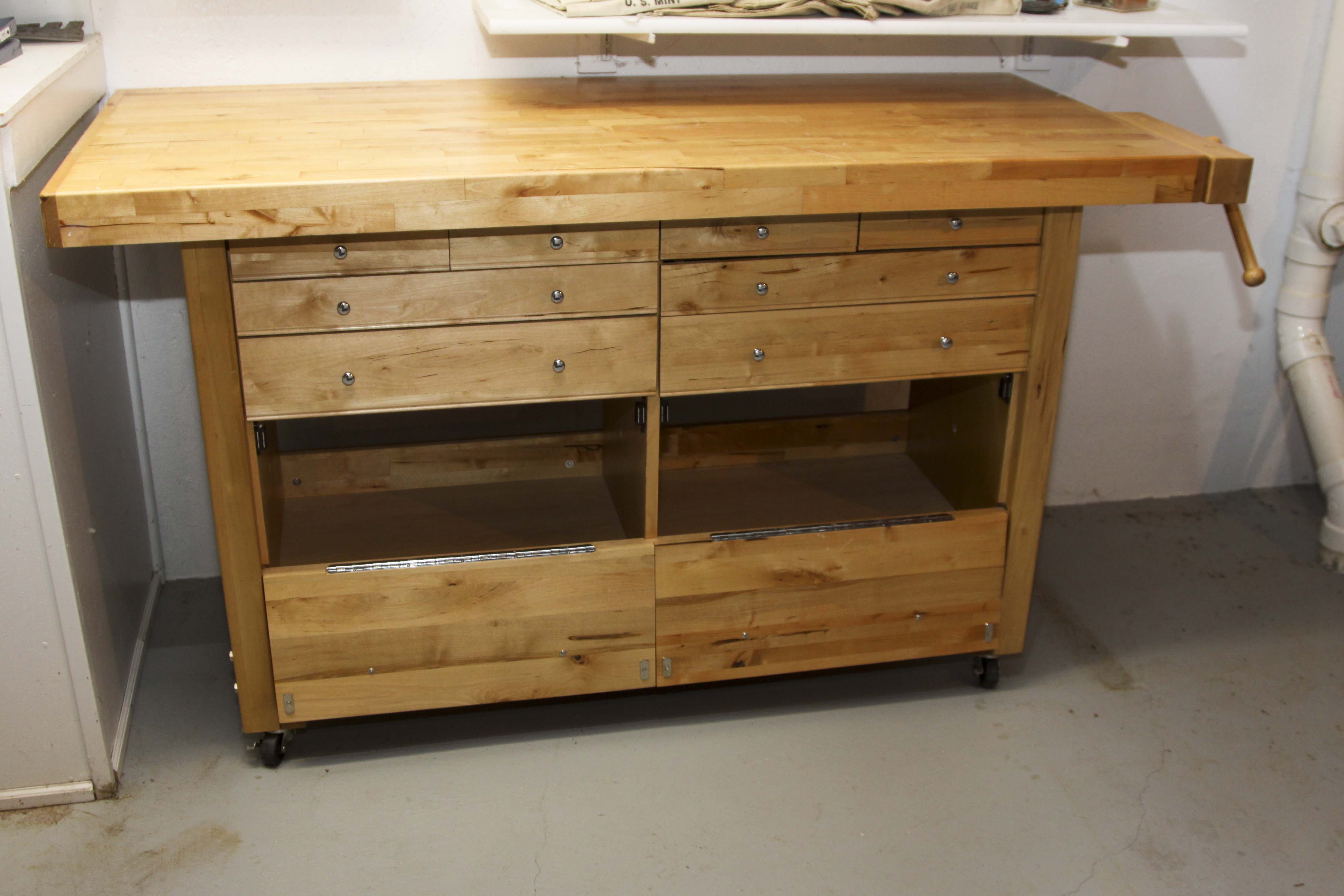 Contemporary Butcher Block Work Bench | EBTH