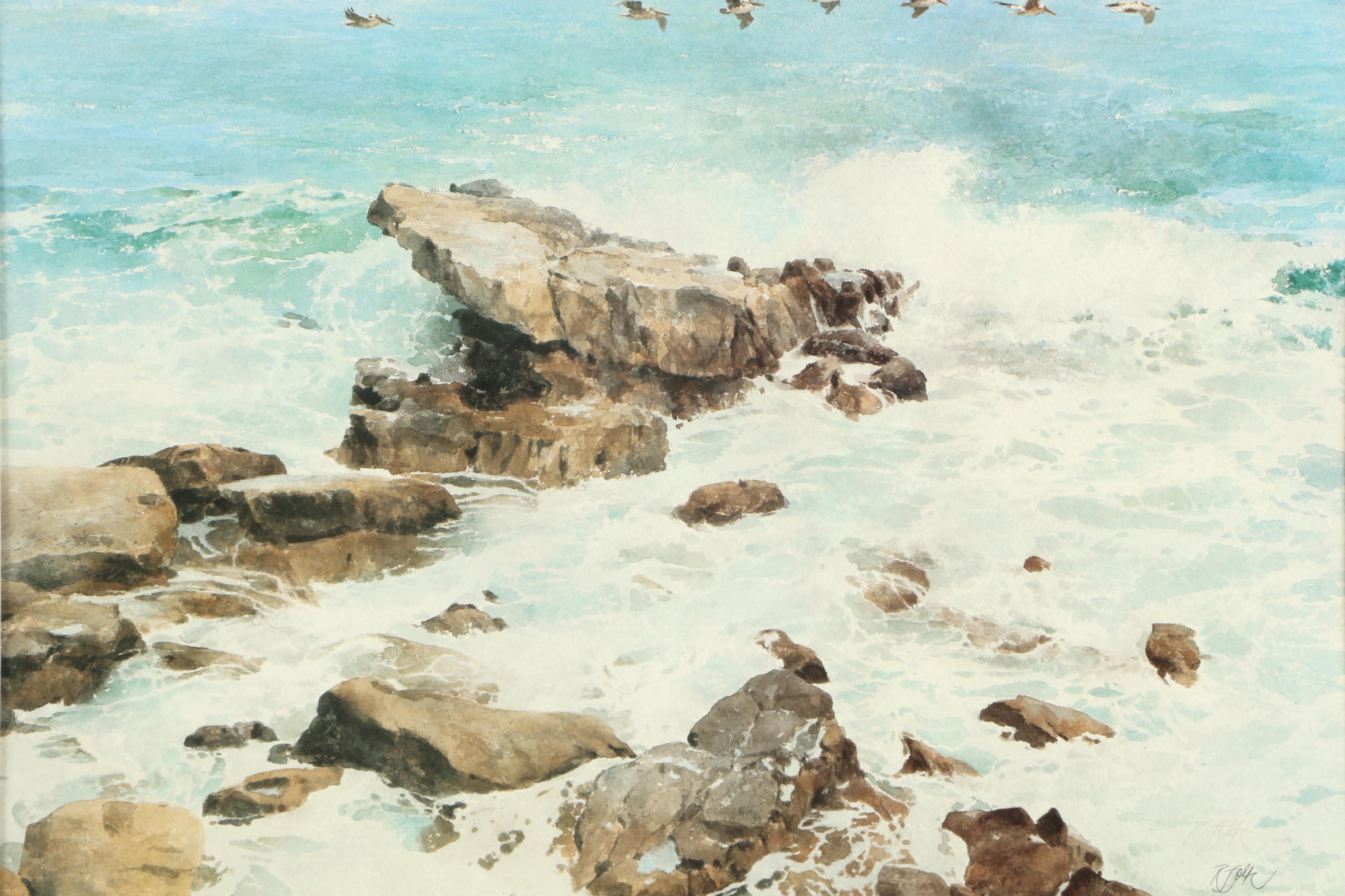 Roger Folk Offset Lithograph of a Shoreline Landscape | EBTH