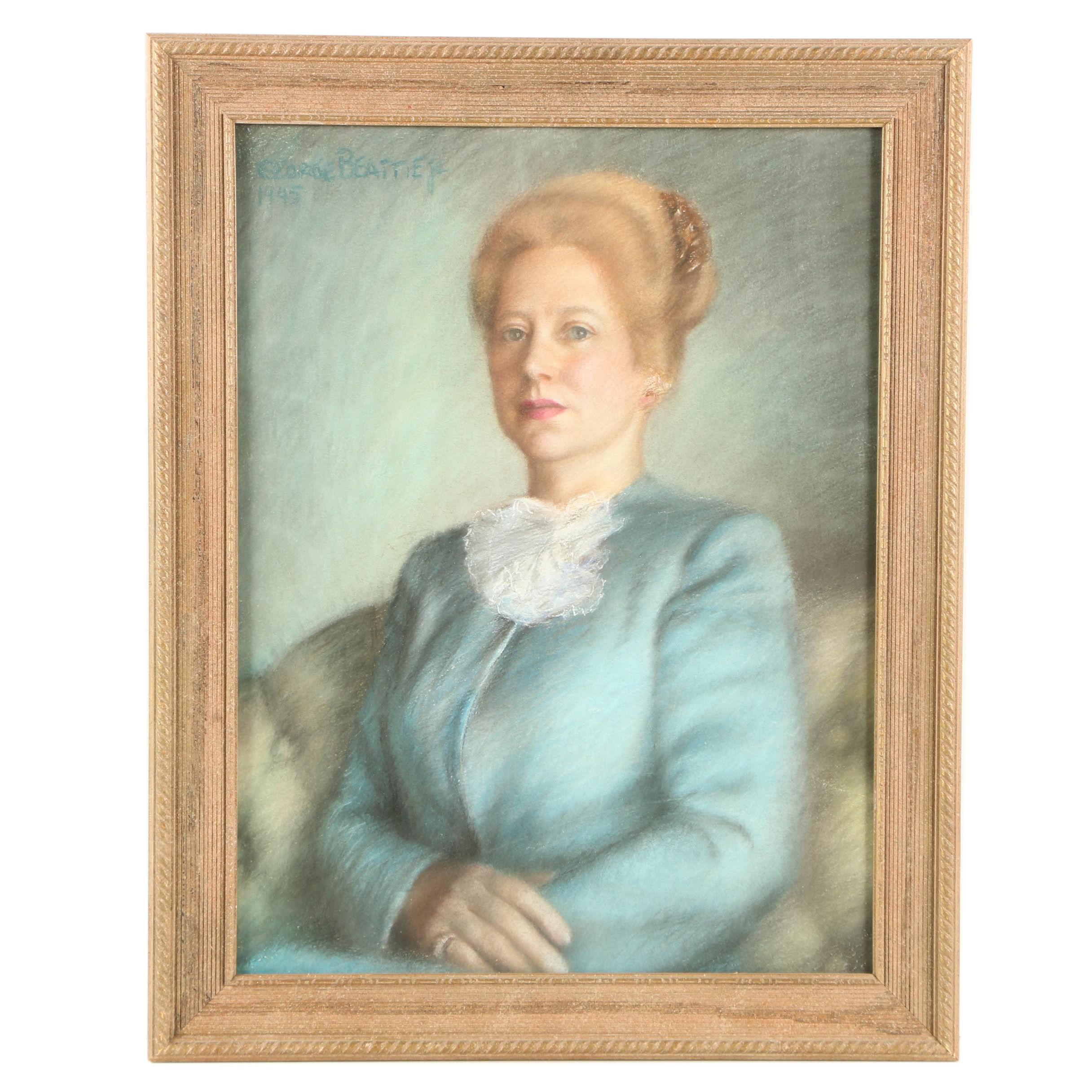 1945 George Beattie, Jr. Pastel Portrait of a Woman | EBTH