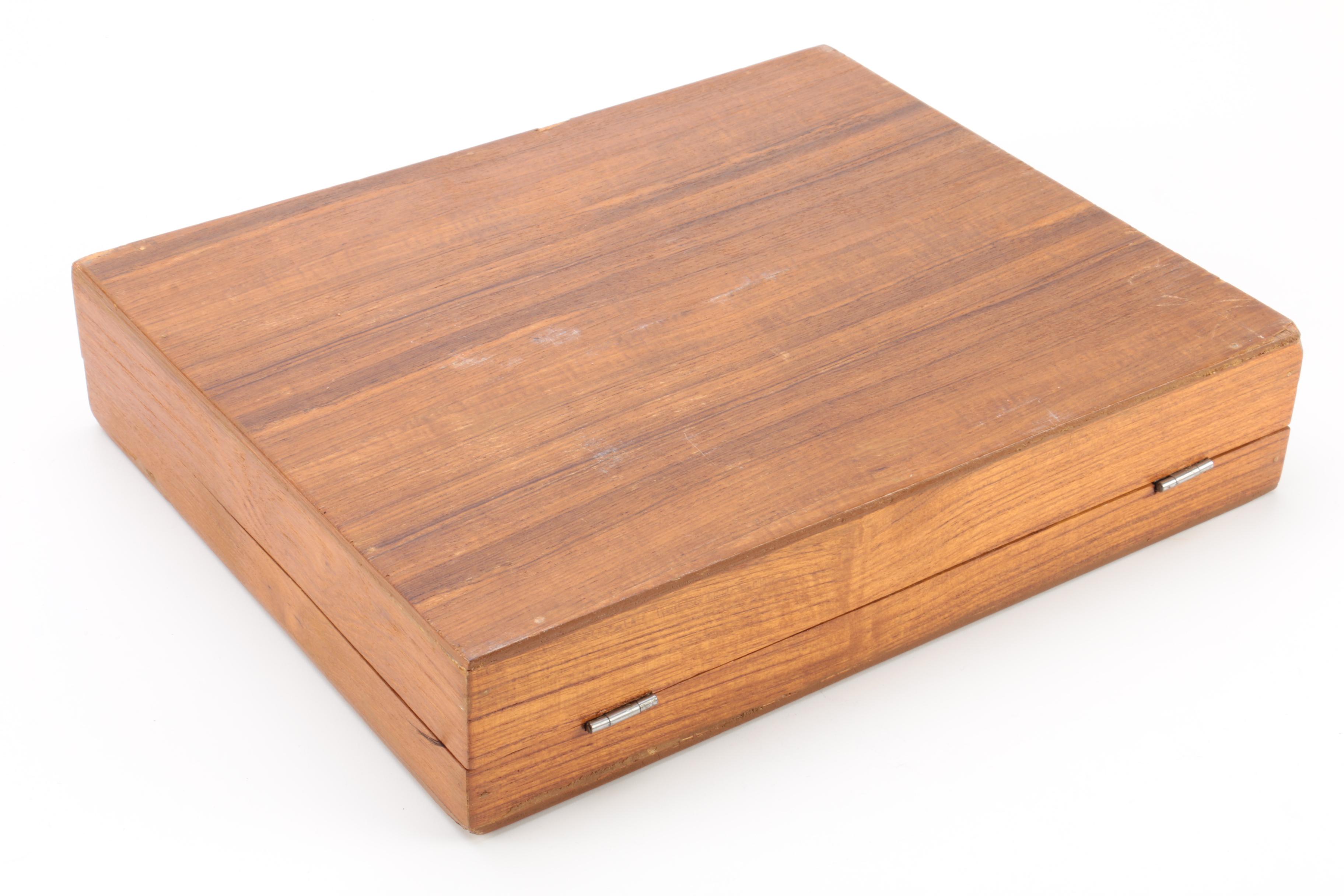 Thailand Brass Flatware Set with Wooden Flatware Storage Chest | EBTH