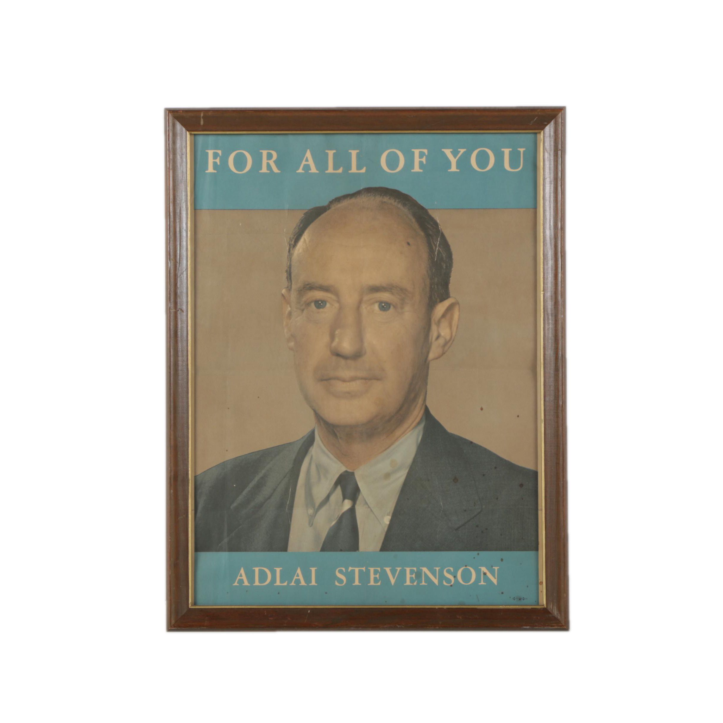 Offset Lithograph After Circa 1956 Political Poster for Adlai Stevenson ...