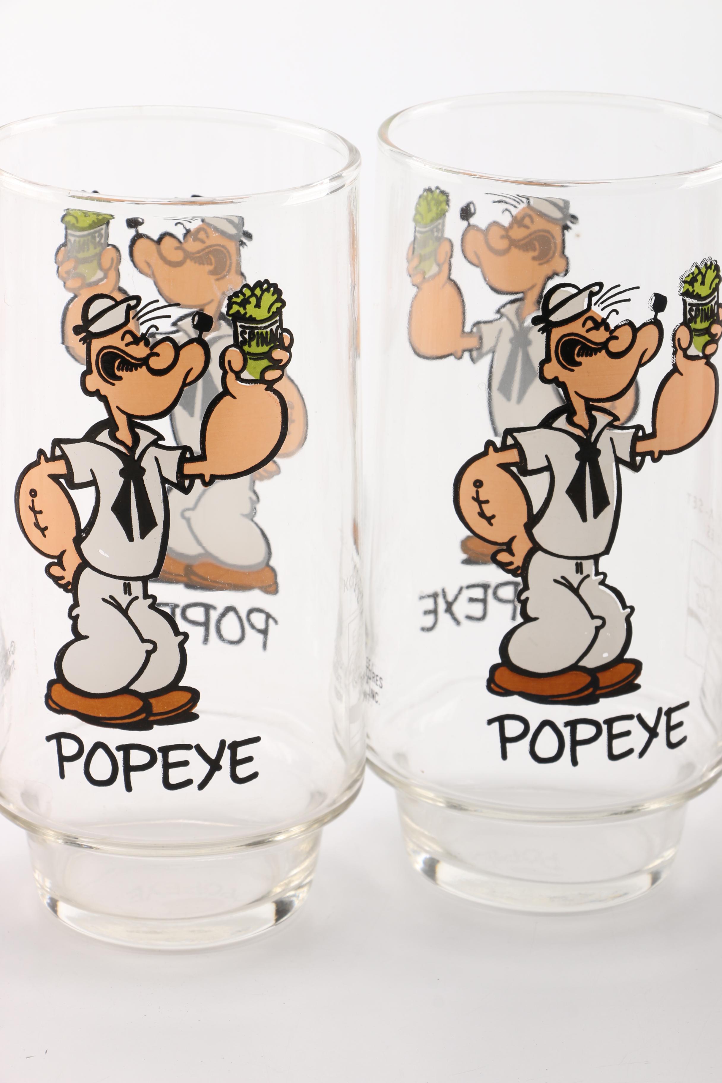Vintage King Features Coca-Cola Kollect a Set "Popeye" Glass Tumblers ...