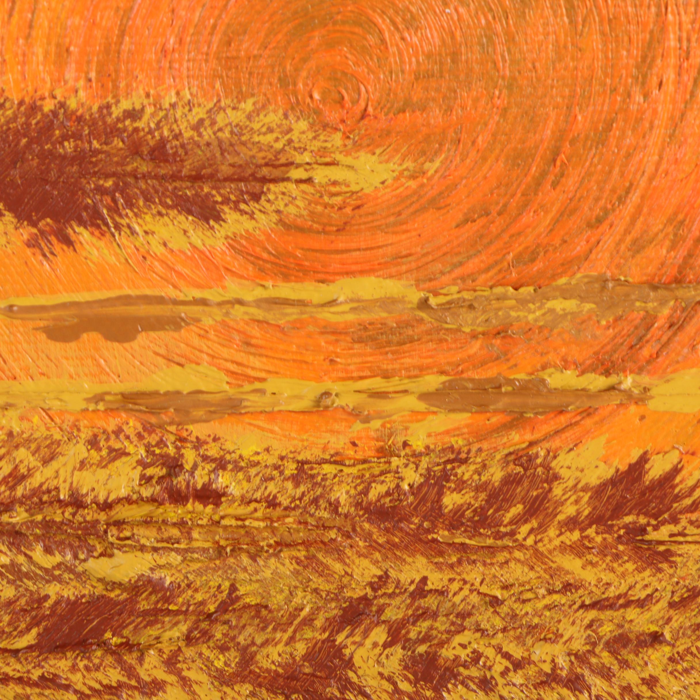 Oil Painting of Trees in the Sunset | EBTH