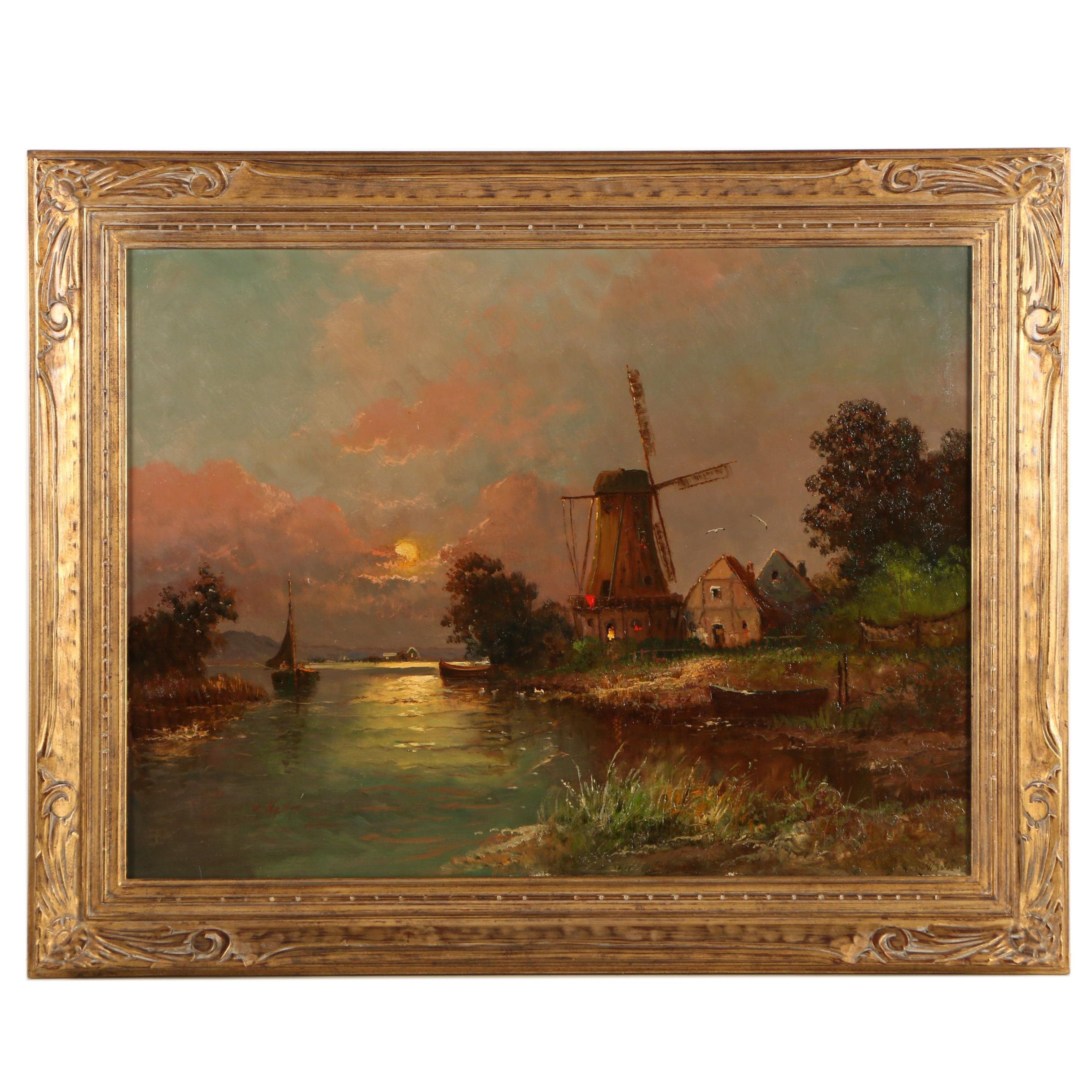 Frank Wallis Oil Painting on Canvas River Landscape | EBTH