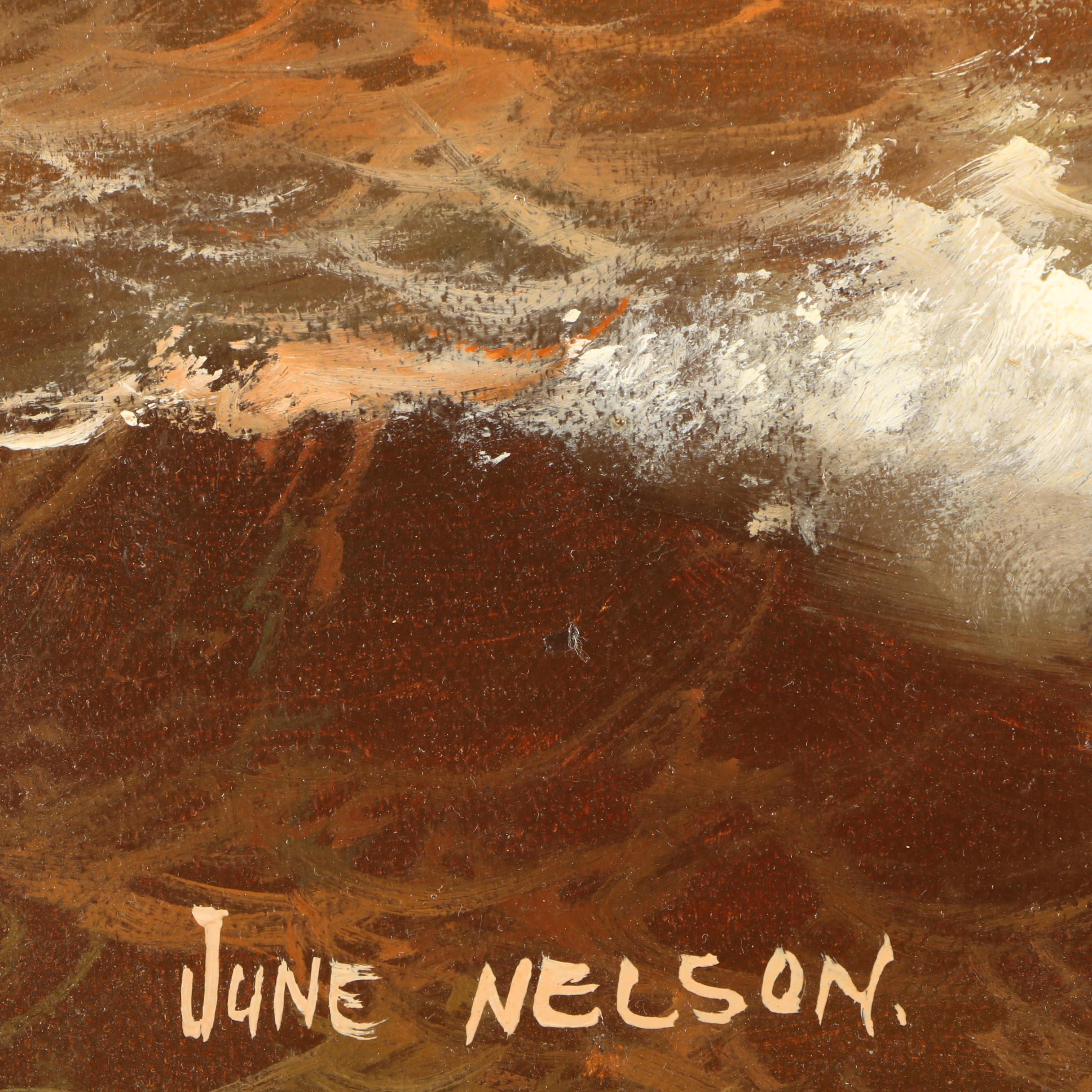 June Nelson Oil Painting of a Sailboat Fighting the Waves | EBTH