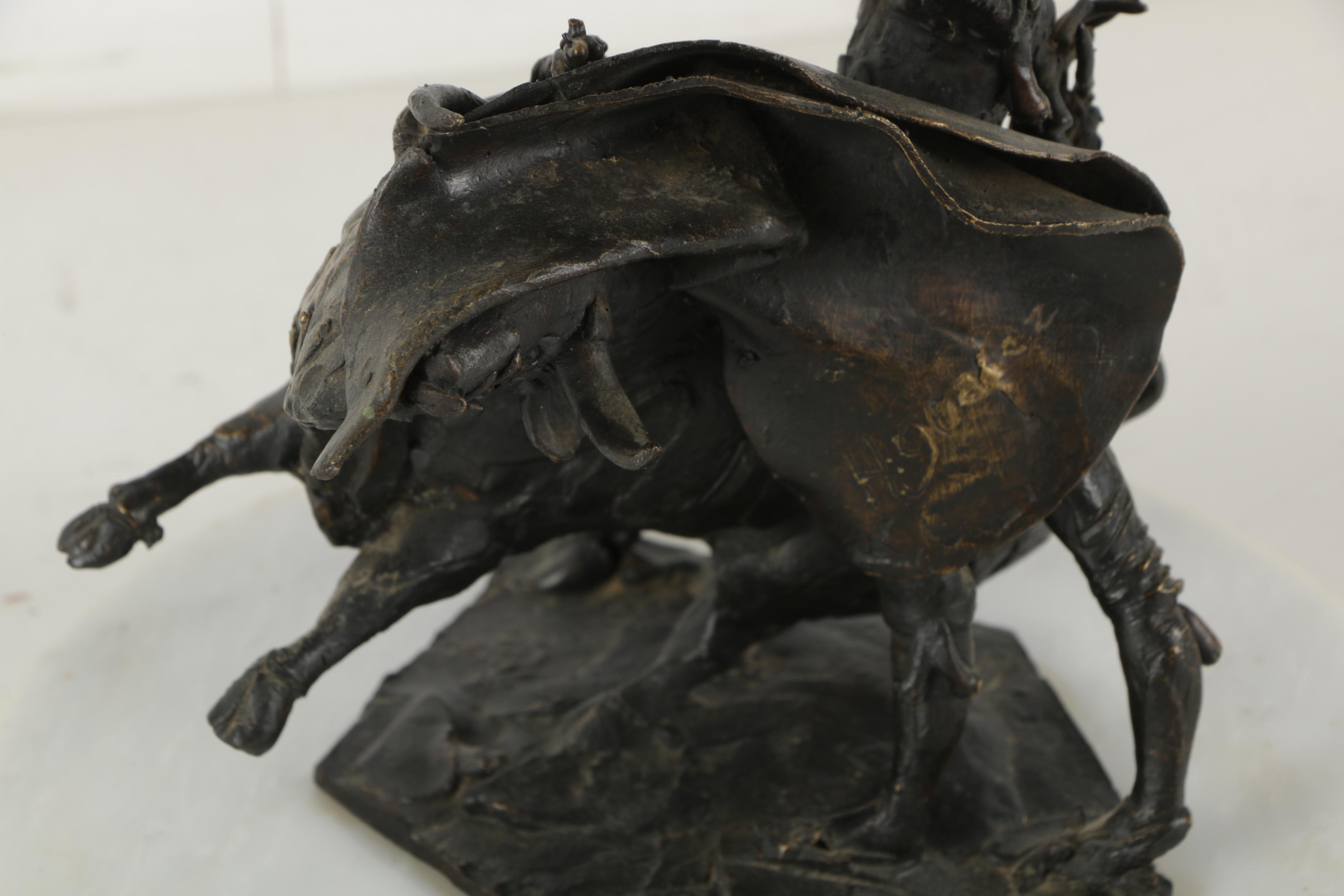 Heriberto Juarez Leaded Brass Sculpture of Bullfight | EBTH