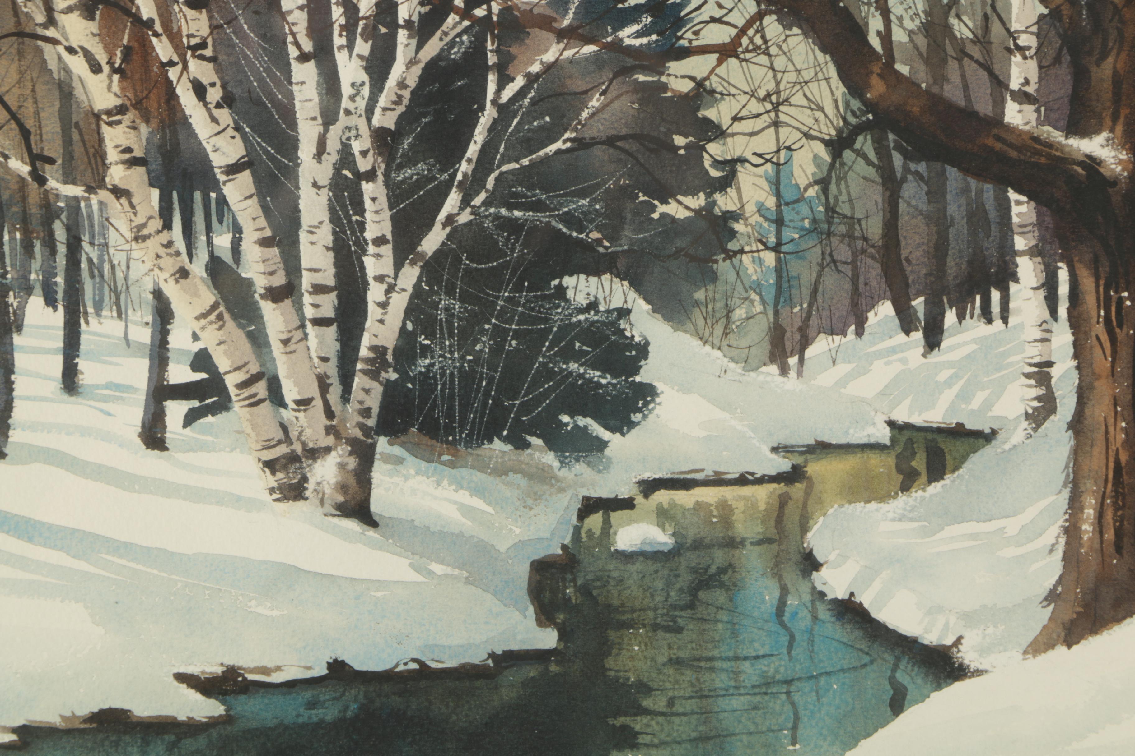 Austin Fraser Watercolor Landscape Painting on Paper | EBTH