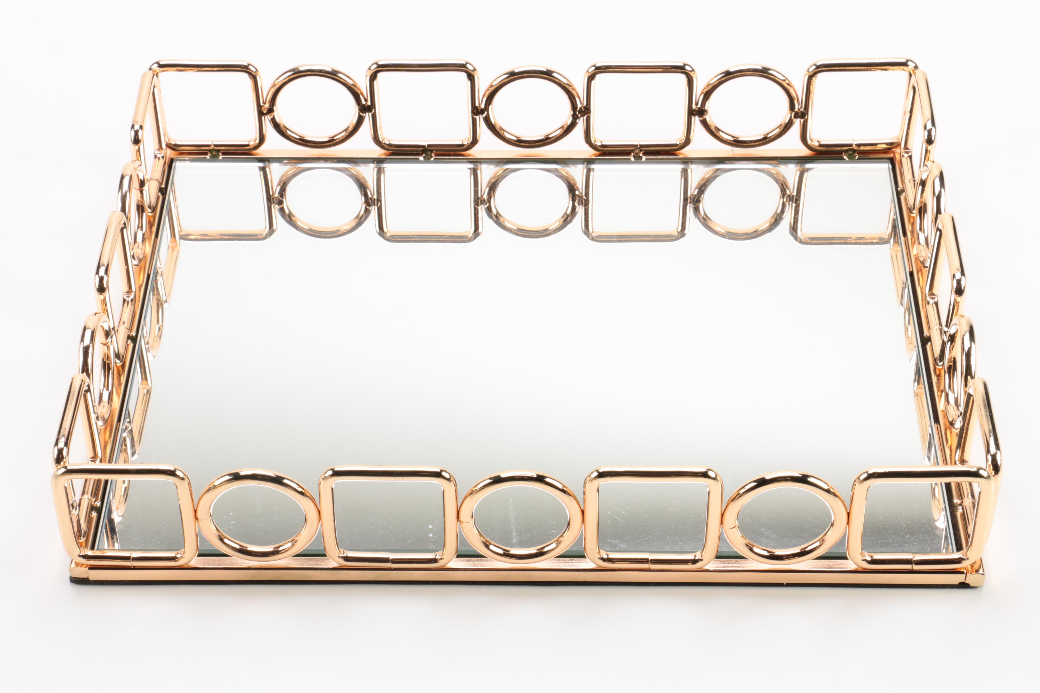 Two's Company Gilded Decanter Set with Mirrored Tray | EBTH