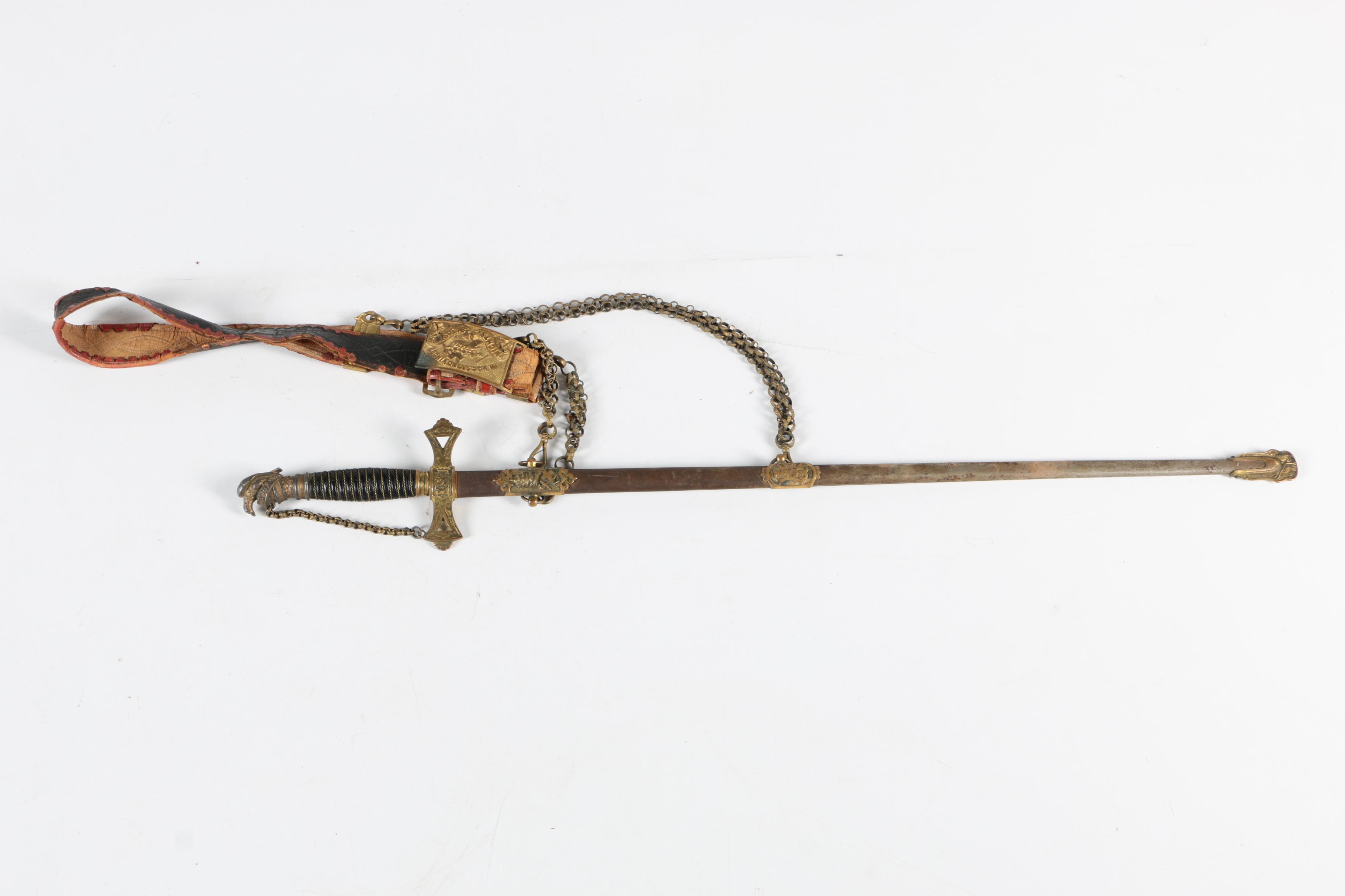 Antique Knights of St. Joseph Fraternal Sword and Hanger with Two ...