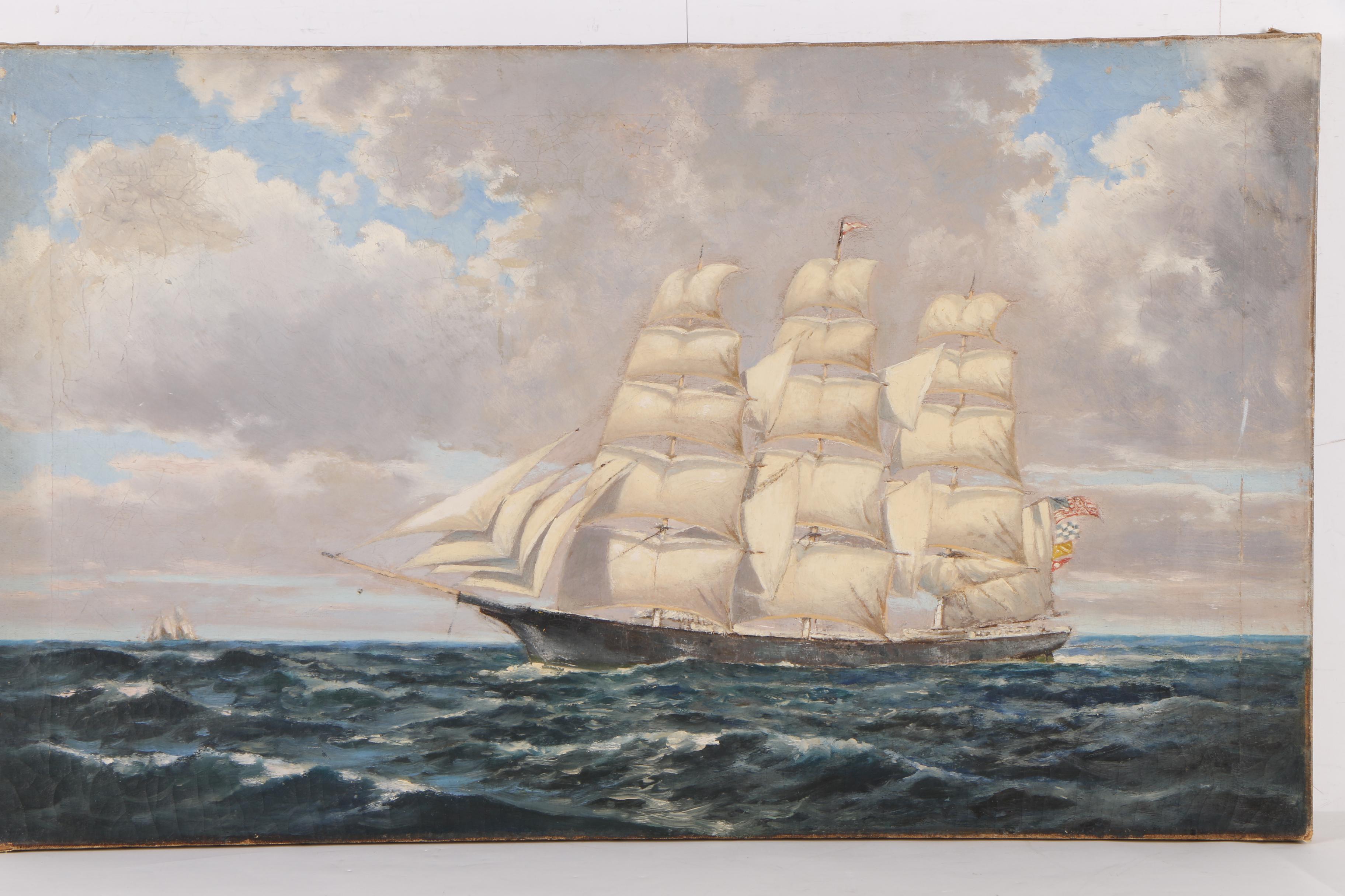 Nautical Oil Painting on Canvas "Red Jacket - Clipper Ship" | EBTH