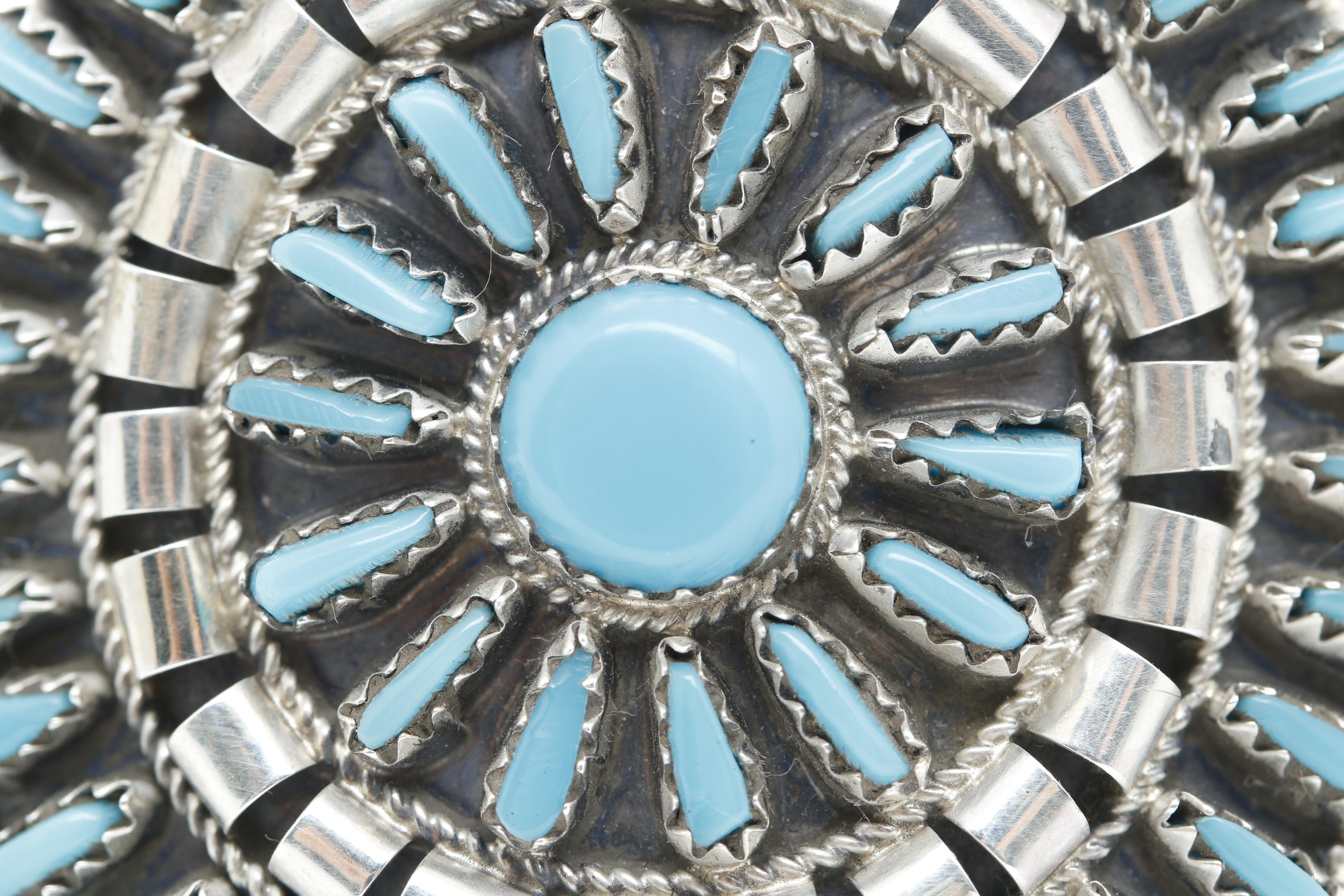 Violet Begay Navajo Diné Sterling Silver Turquoise Cluster Cuff ...