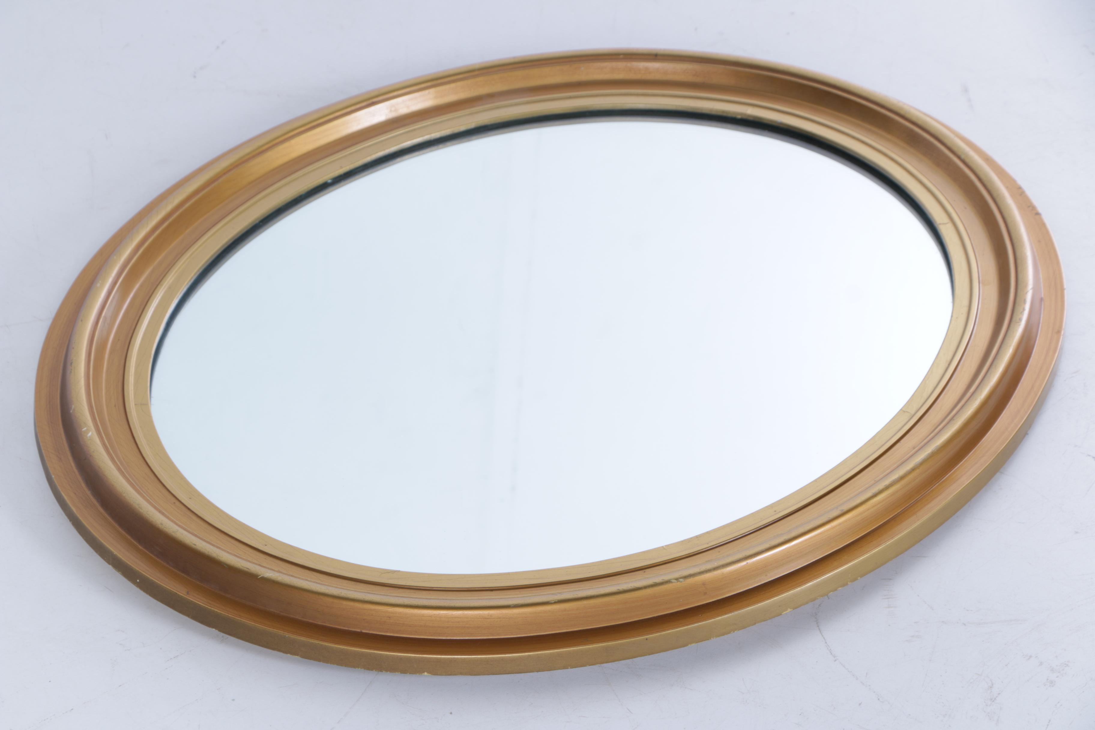 Vintage Wood Framed Oval Wall Mirror | EBTH