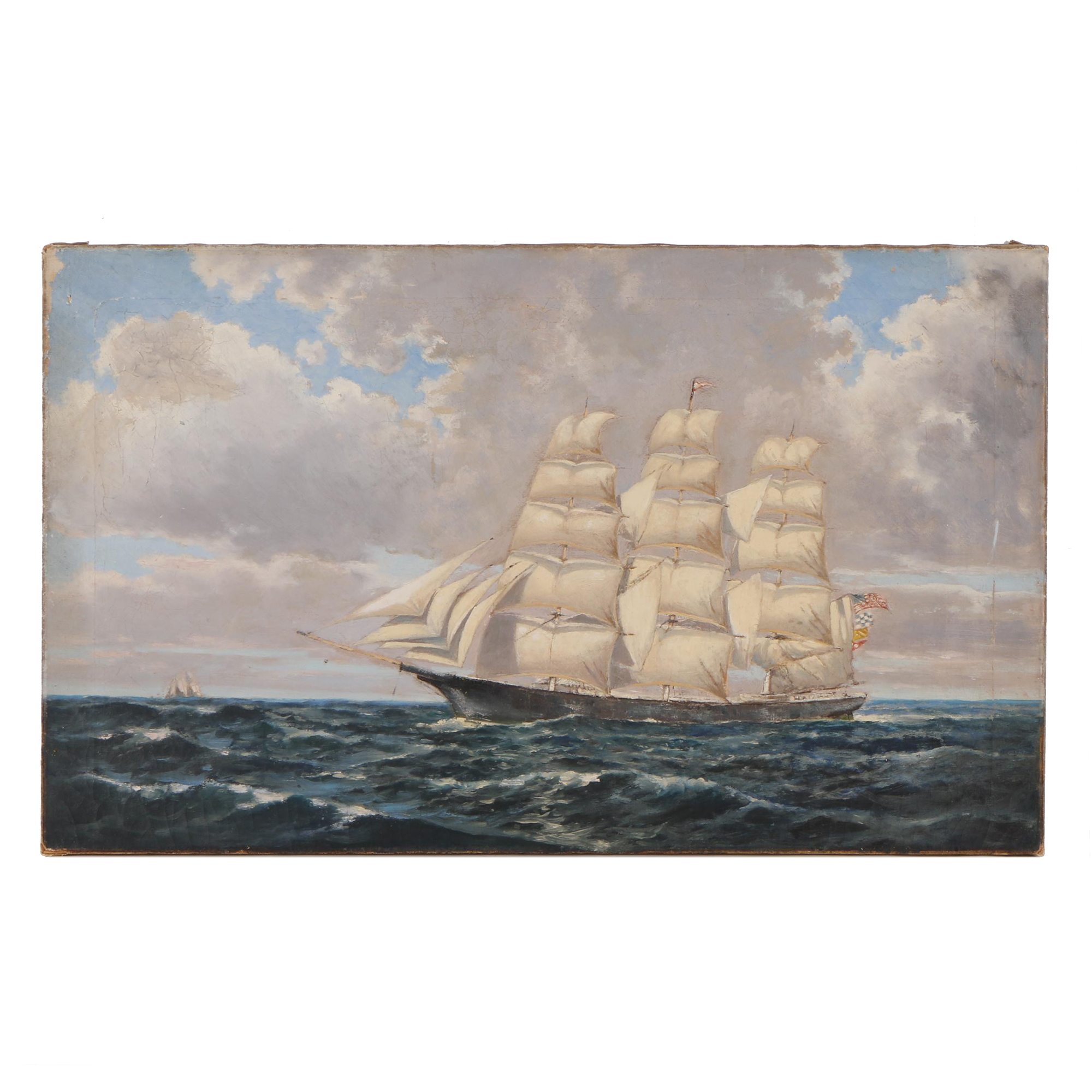 Nautical Oil Painting on Canvas "Red Jacket - Clipper Ship" | EBTH