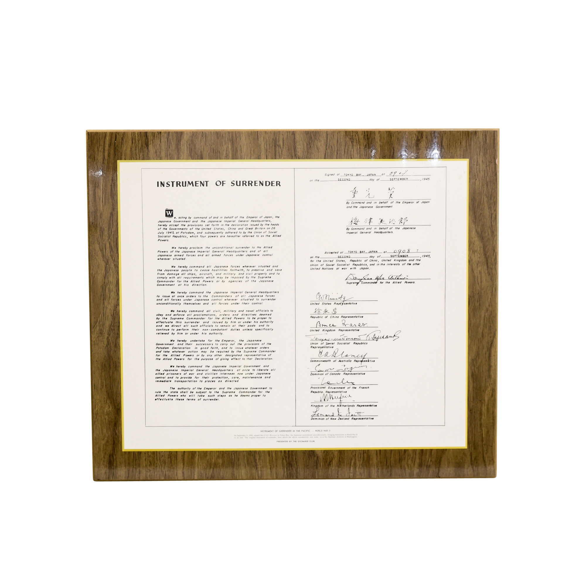 WWII Japanese Instrument of Surrender Reproduction Document | EBTH