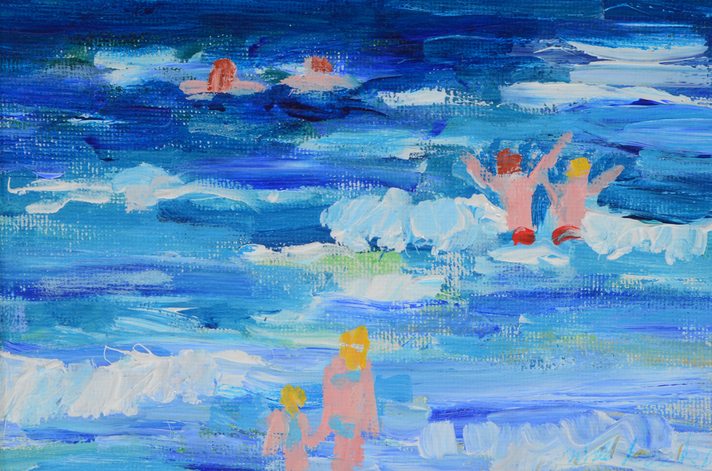 William Becker Acrylic on Canvas Board "The Beach and a Swim" | EBTH