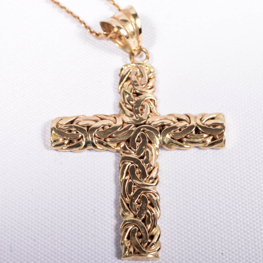 Atasay Kuyumculuk Turkish 14K Yellow and White Gold Byzantine Cross ...