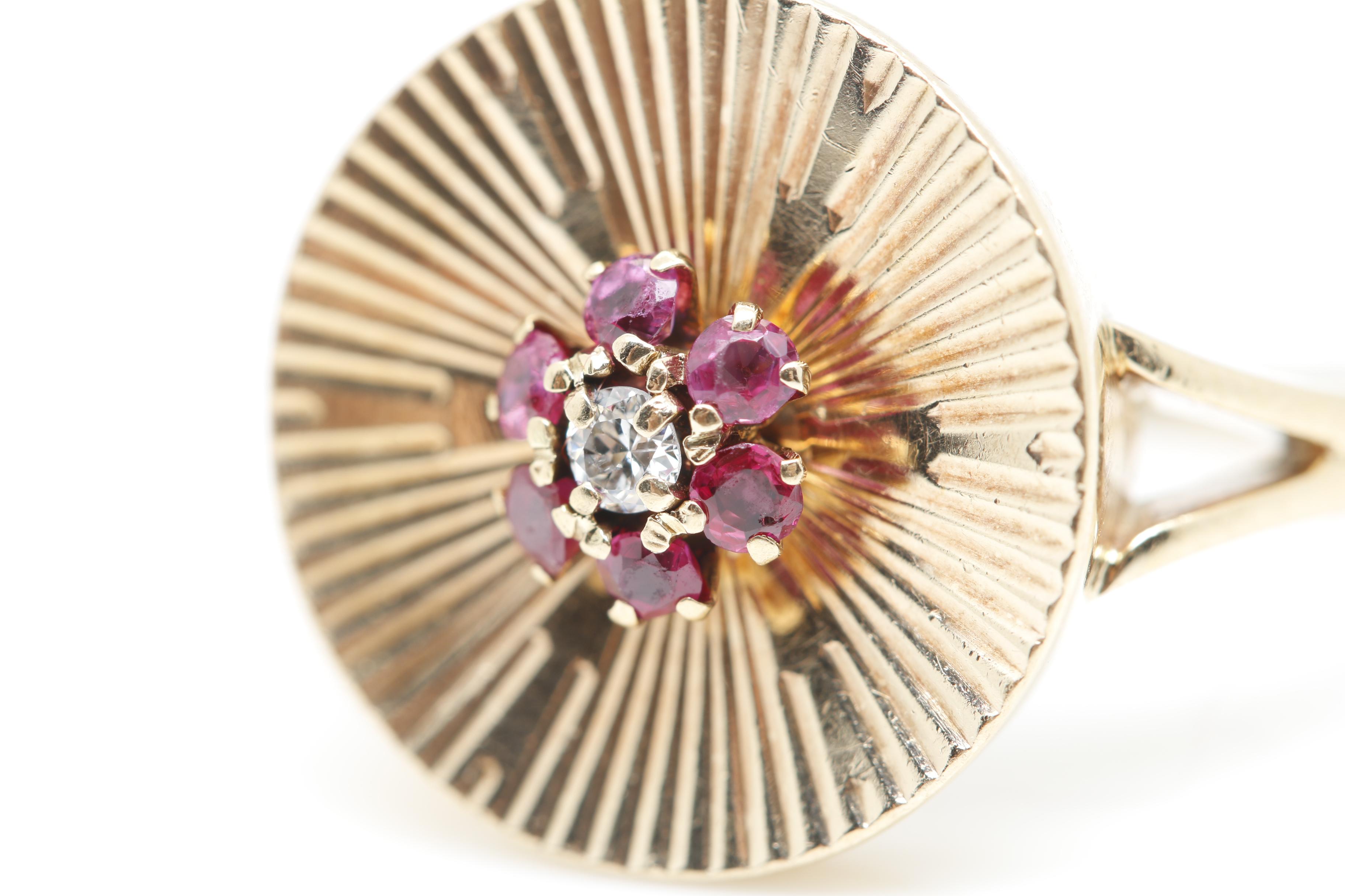 14K Yellow Gold Diamond and Ruby Ring | EBTH