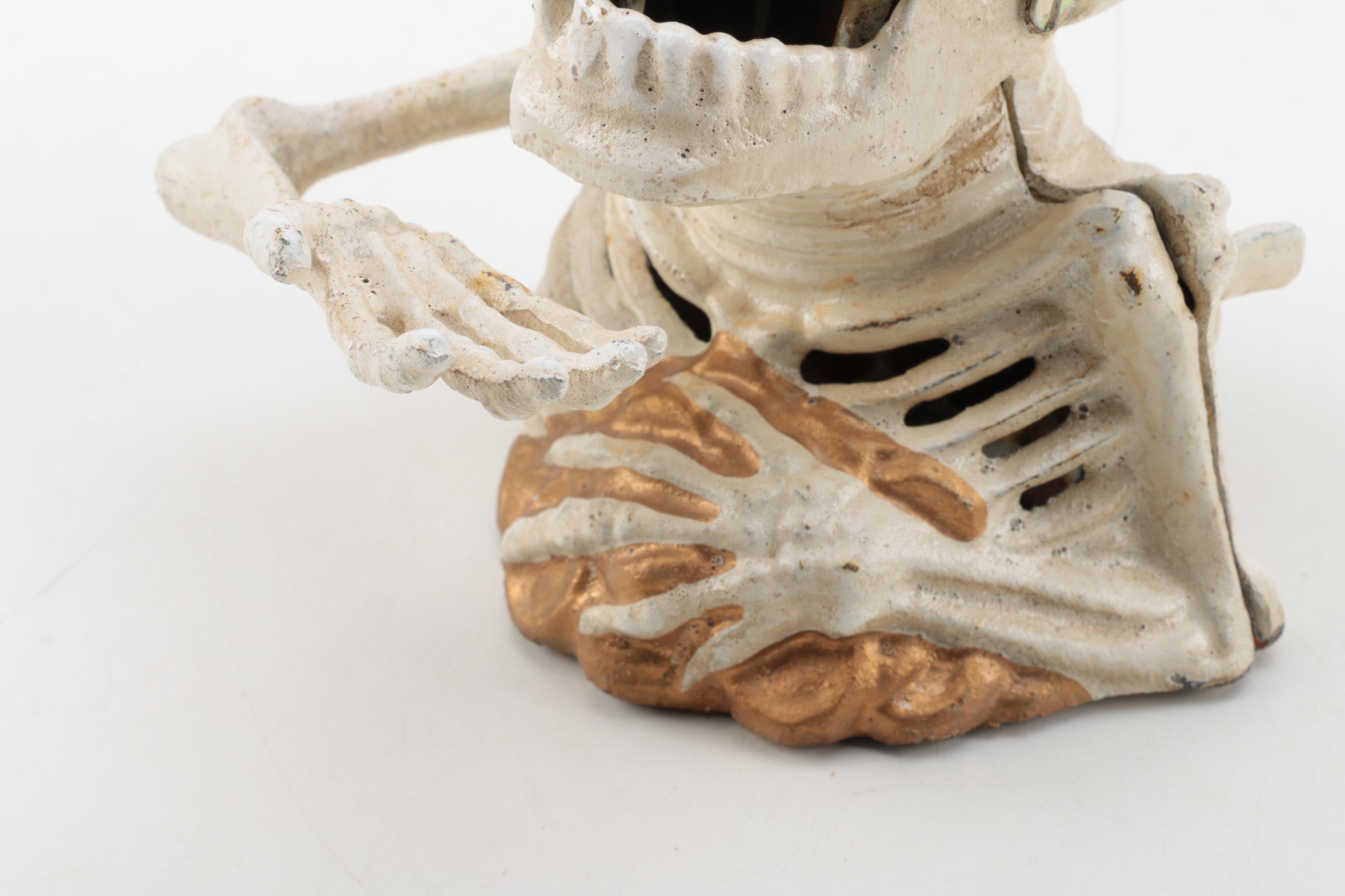 Vintage Cast Iron Mechanical Skeleton Bank | EBTH