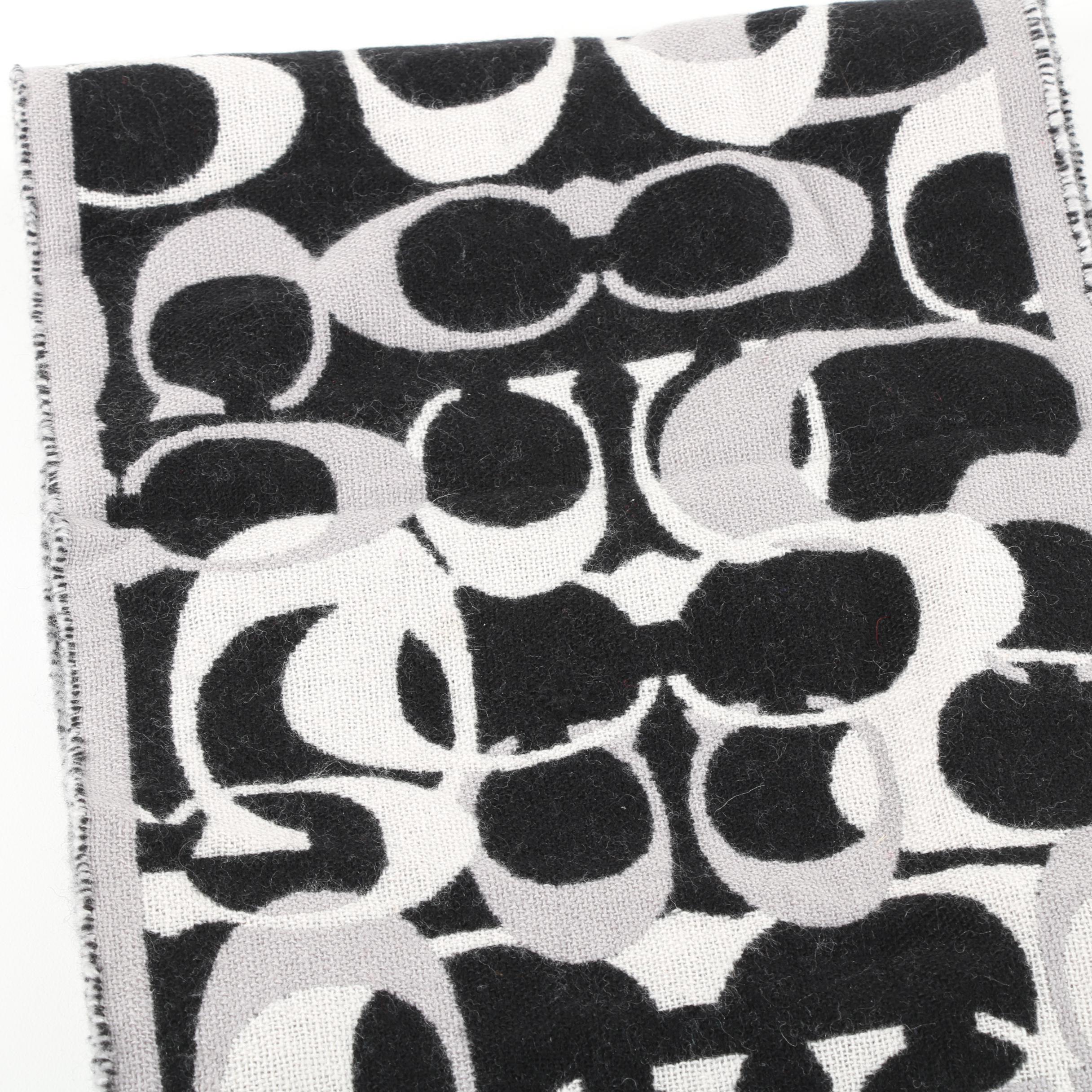 Coach CC Logo Black and Gray Scarf | EBTH
