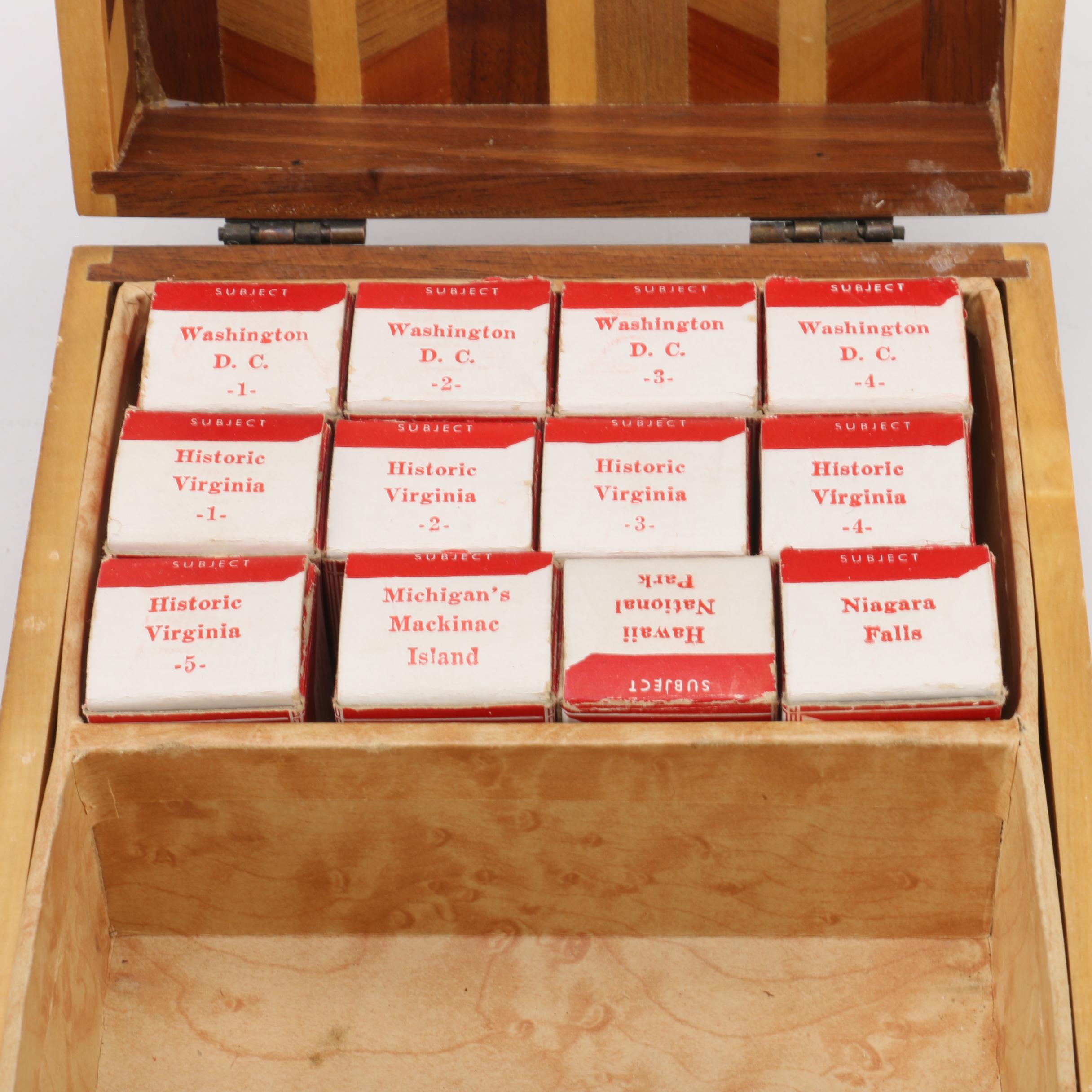 Vintage Tru-Vue Stereoscope with Film and Wood Storage Boxes | EBTH