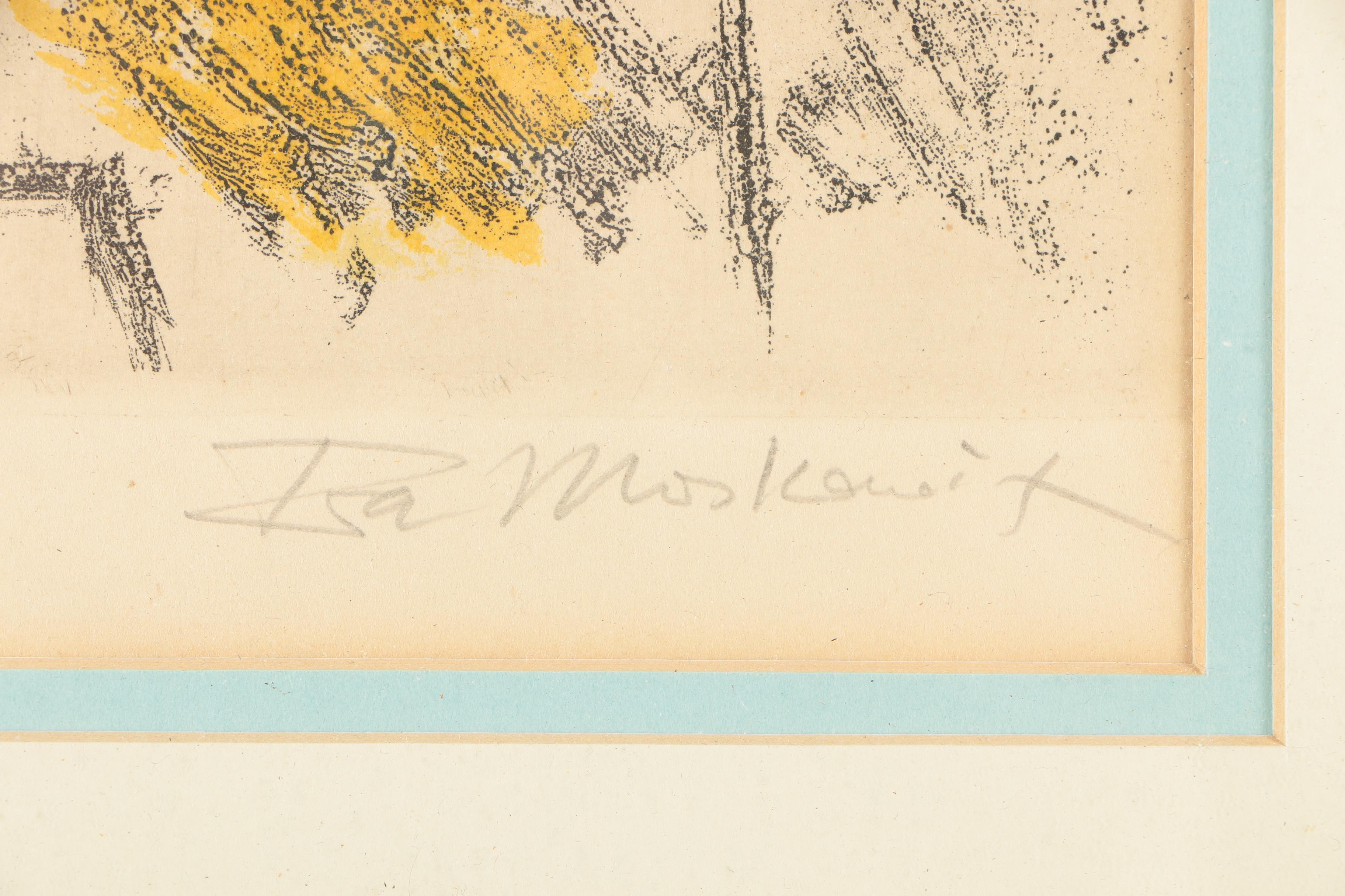 Ira Moskowitz Color Lithograph Print of Synagogue Interior | EBTH