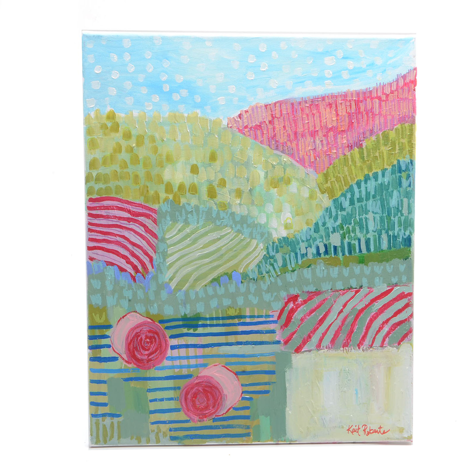 Kaitlin Roberts Acrylic Painting "Quilted Landscape at the Folks Farm ...