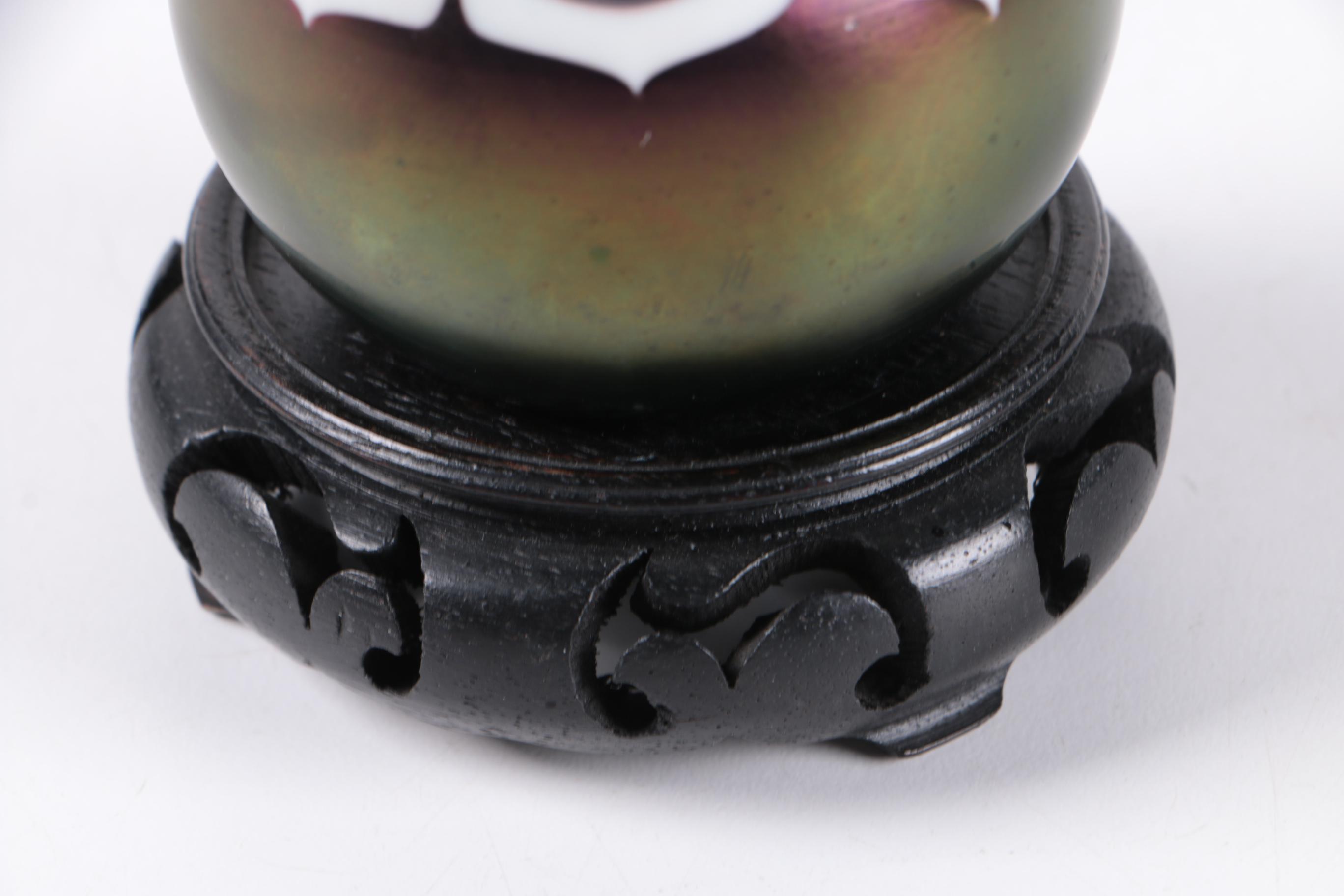 Abelman Art Glass Globe on Wooden Stand | EBTH