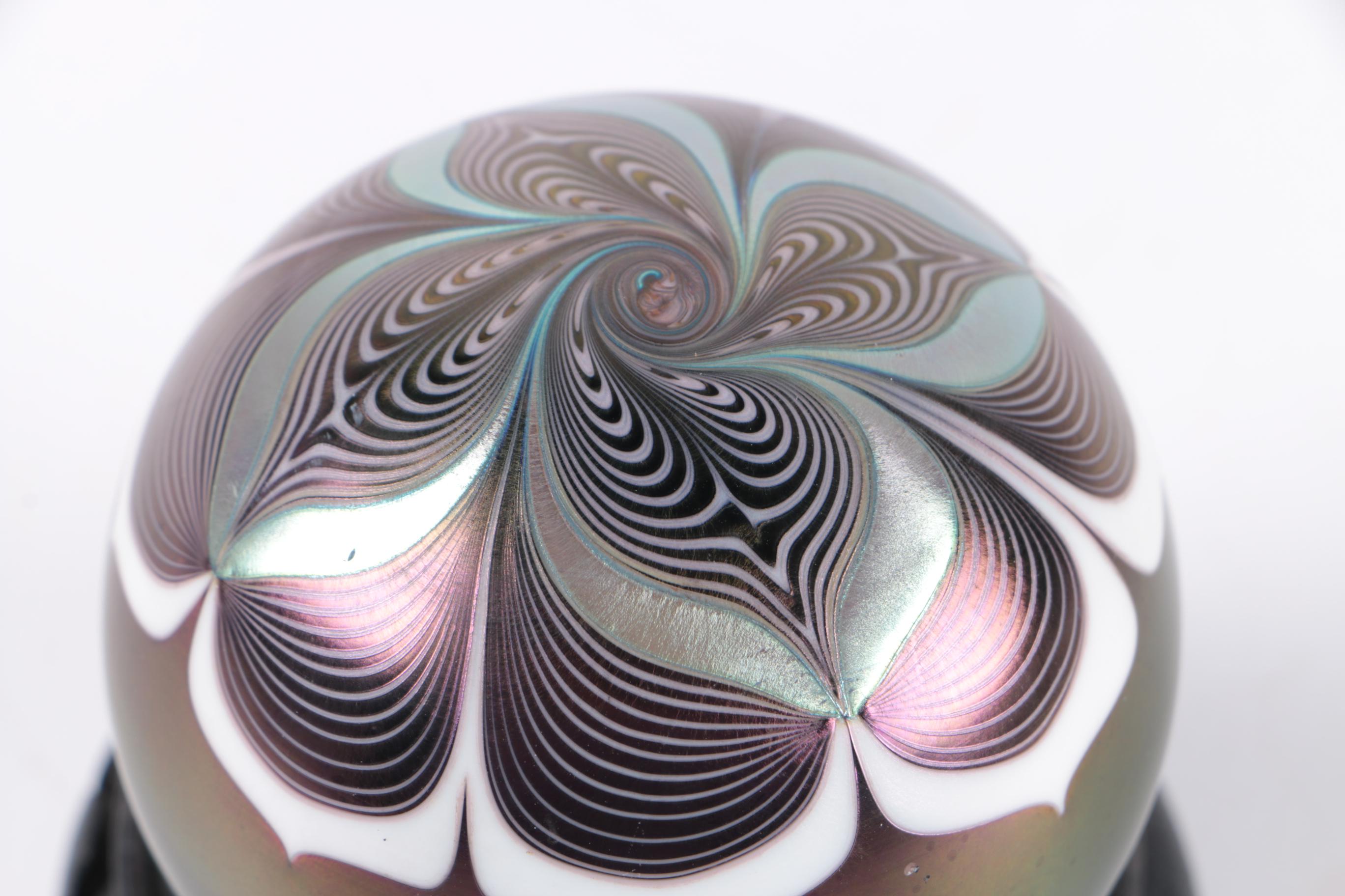 Abelman Art Glass Globe on Wooden Stand | EBTH