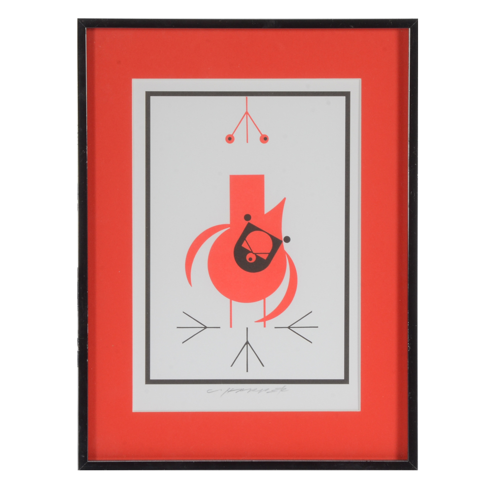 Charley Harper Lithograph "Charley's Cardinal" | EBTH