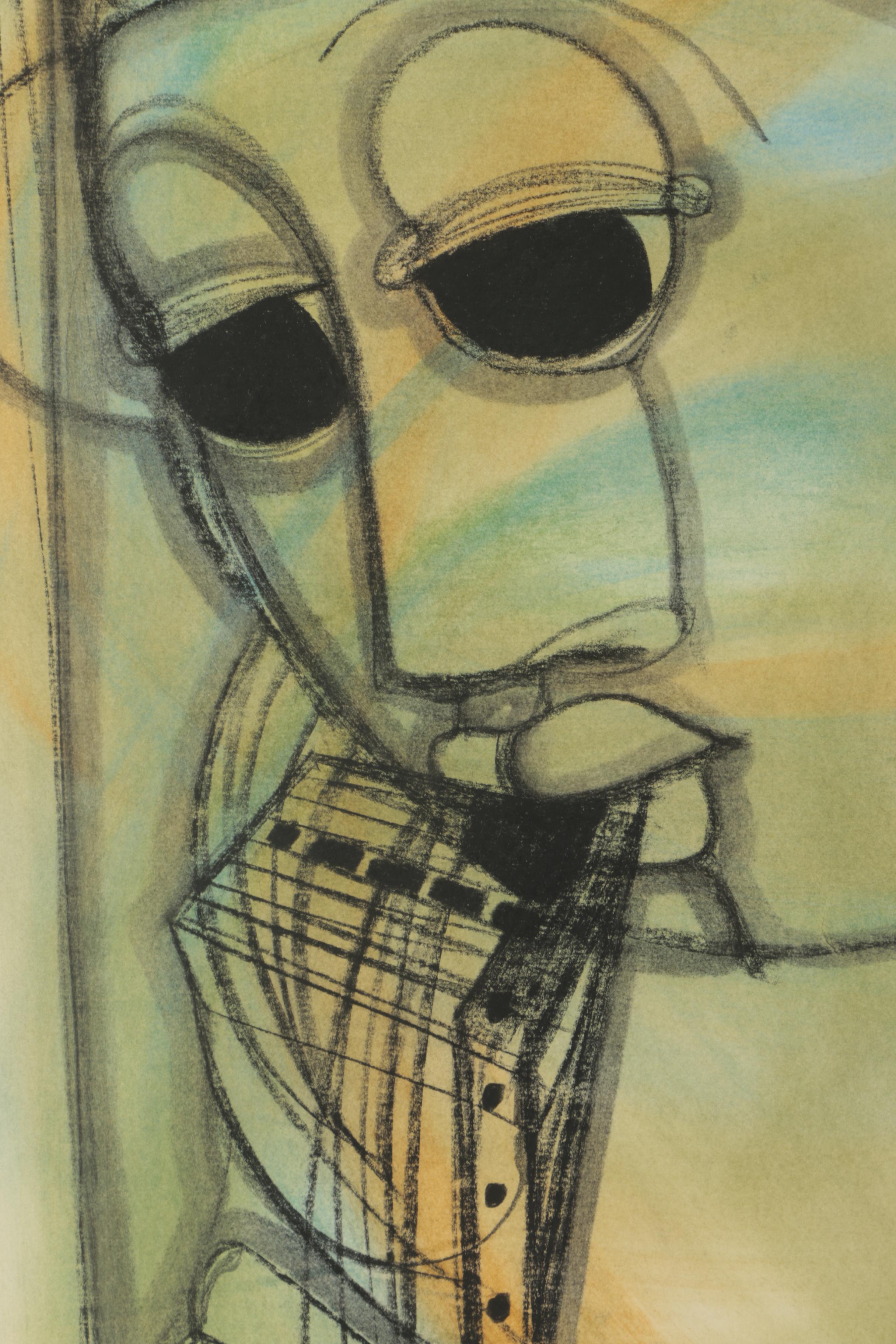 Ben Macala Pastel and Charcoal Drawing "Blue Green" | EBTH