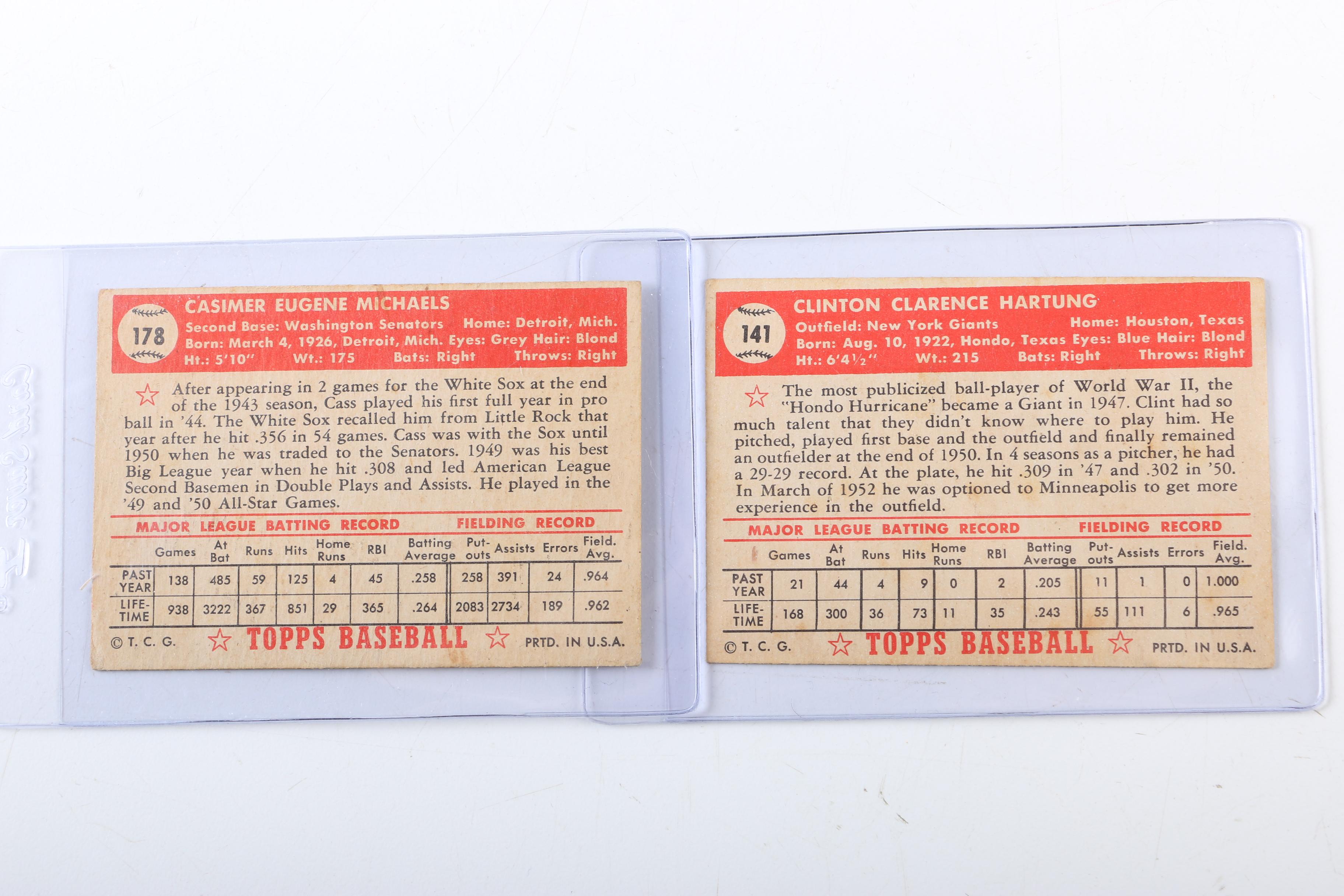 1952 Topps Baseball Cards Including Cass Michaels and Cint Hartung | EBTH
