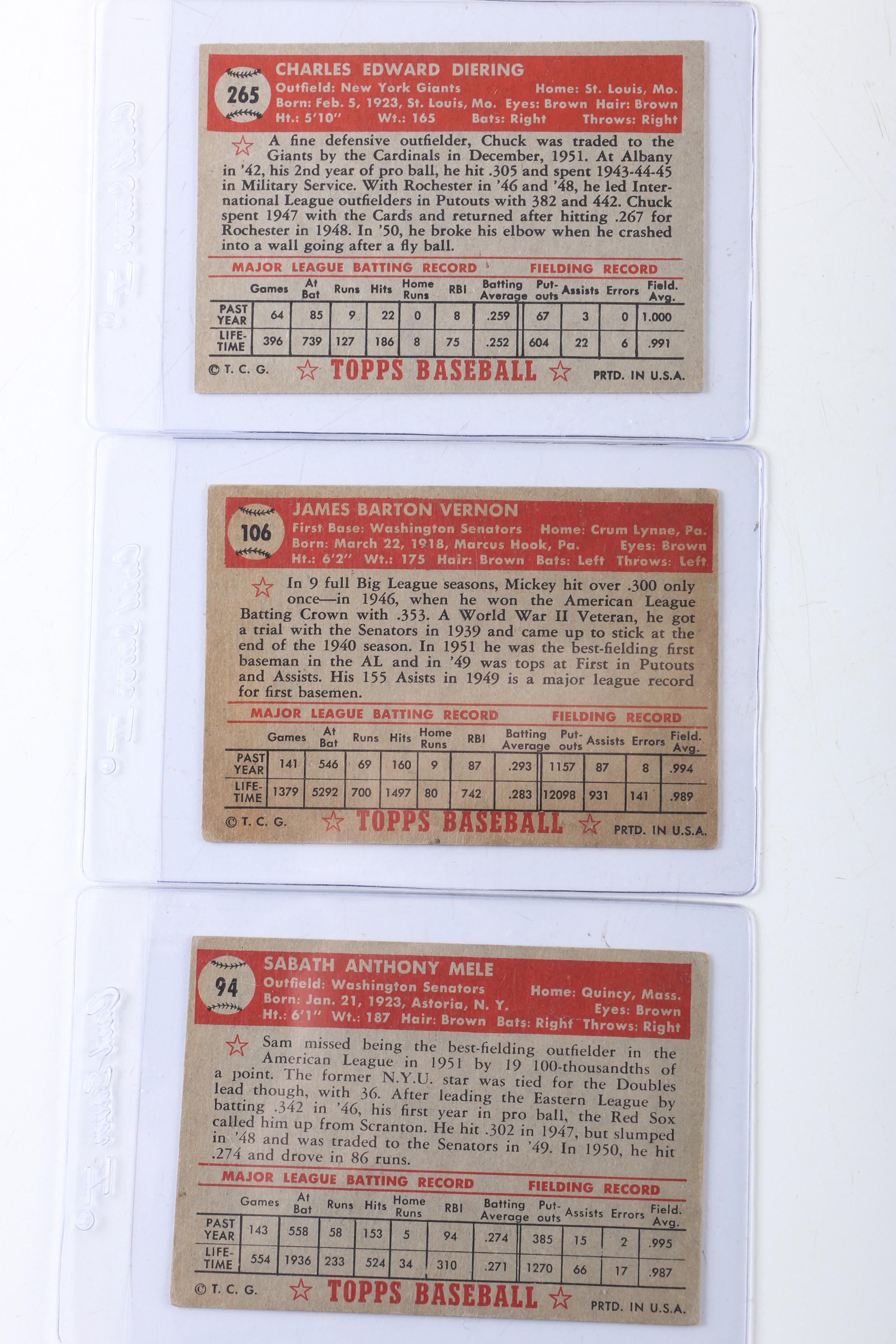 1952 Topps Baseball Cards Including Cass Michaels and Cint Hartung | EBTH