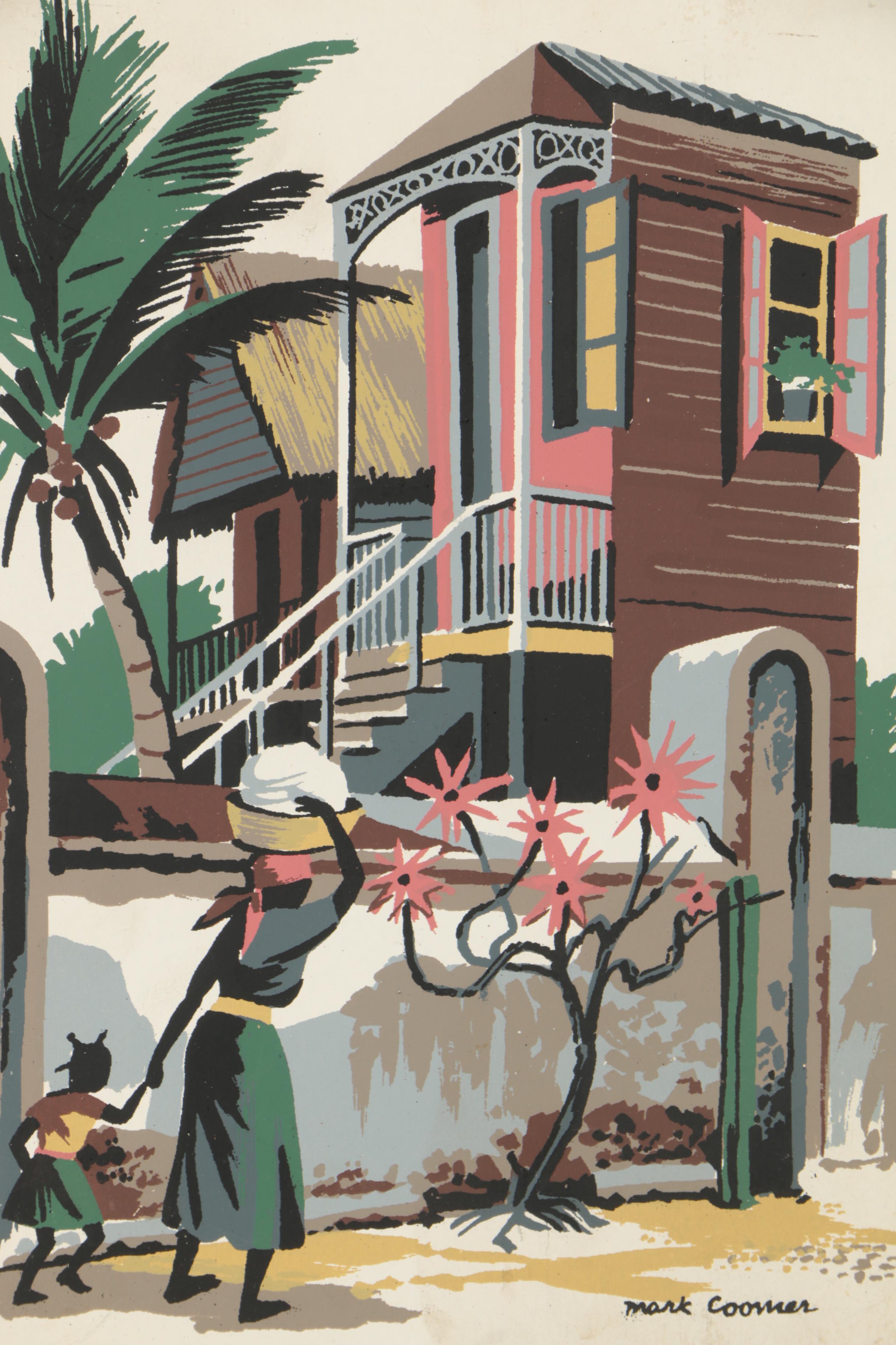 Vintage Mark Coomer Serigraphs of Tropical Architecture | EBTH