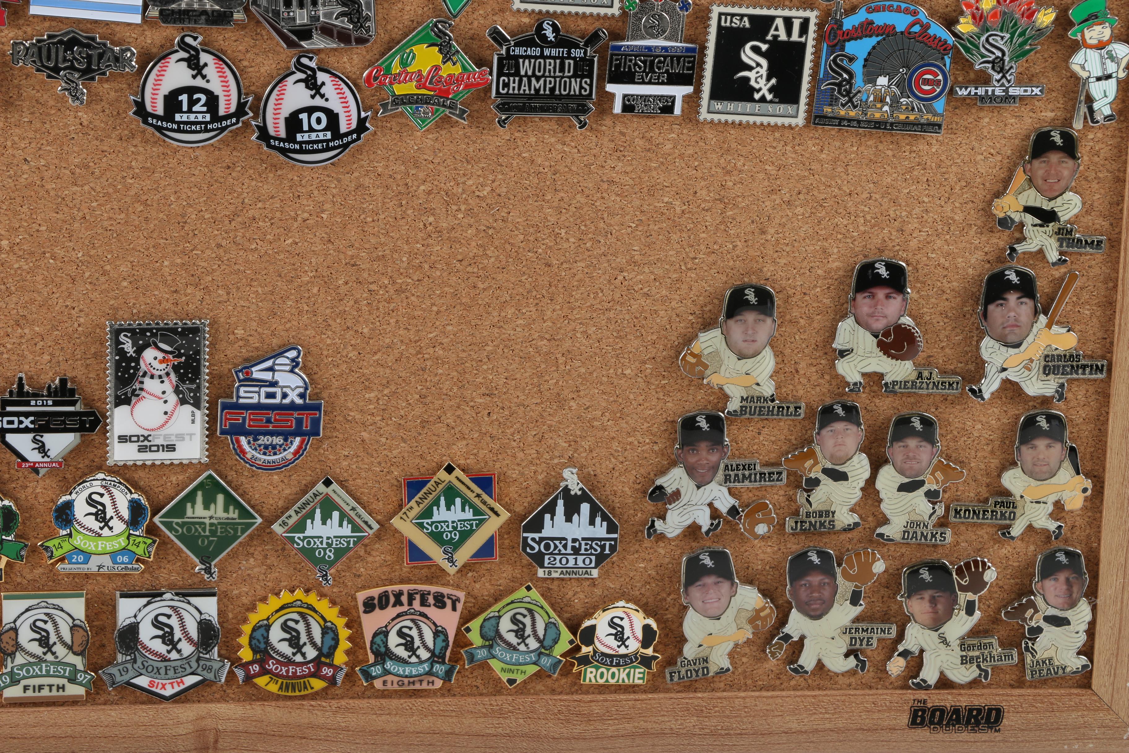 Baseball Pins Featuring White Sox and Cork Board | EBTH