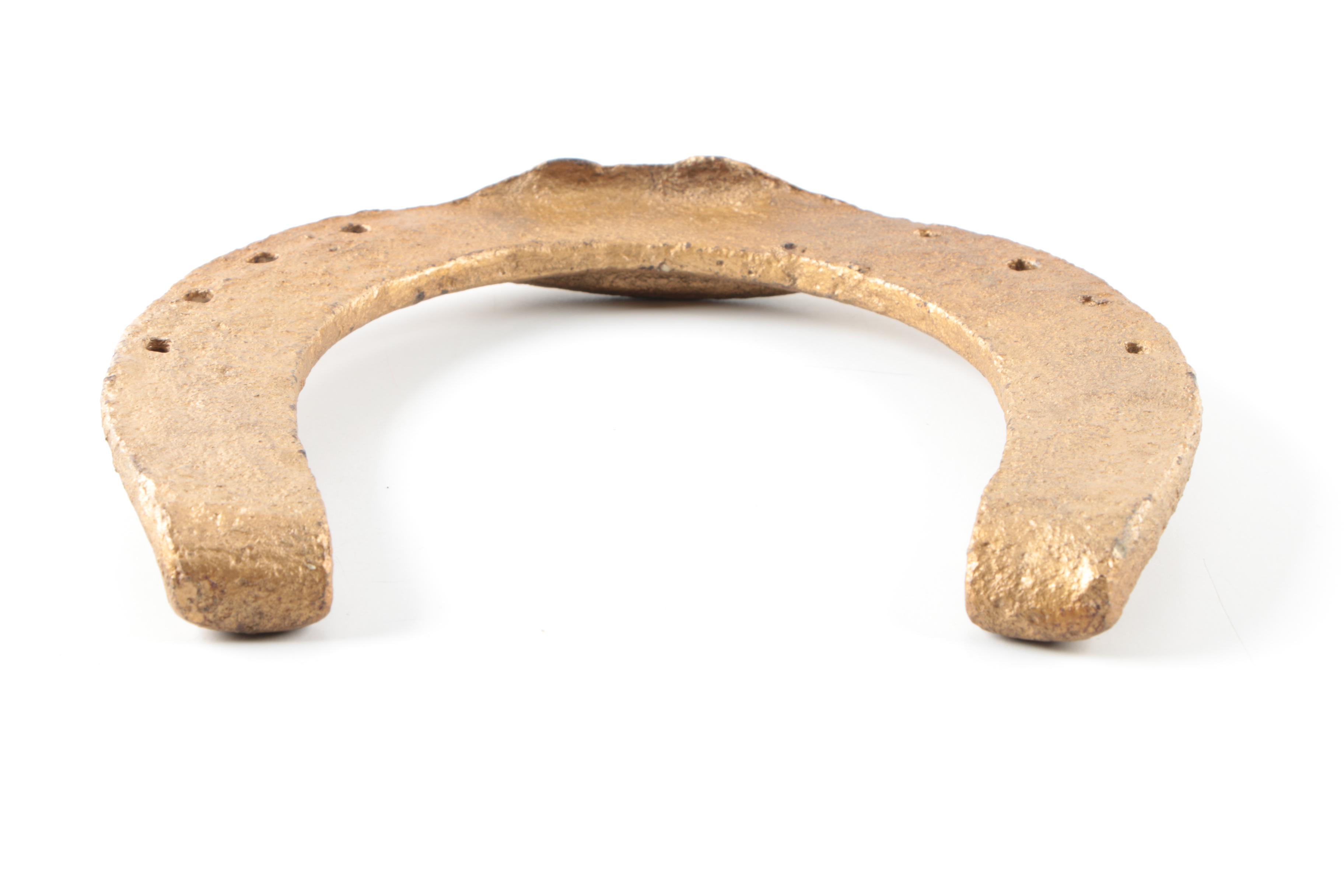 Vintage Gold Painted Draft Horse Shoe | EBTH