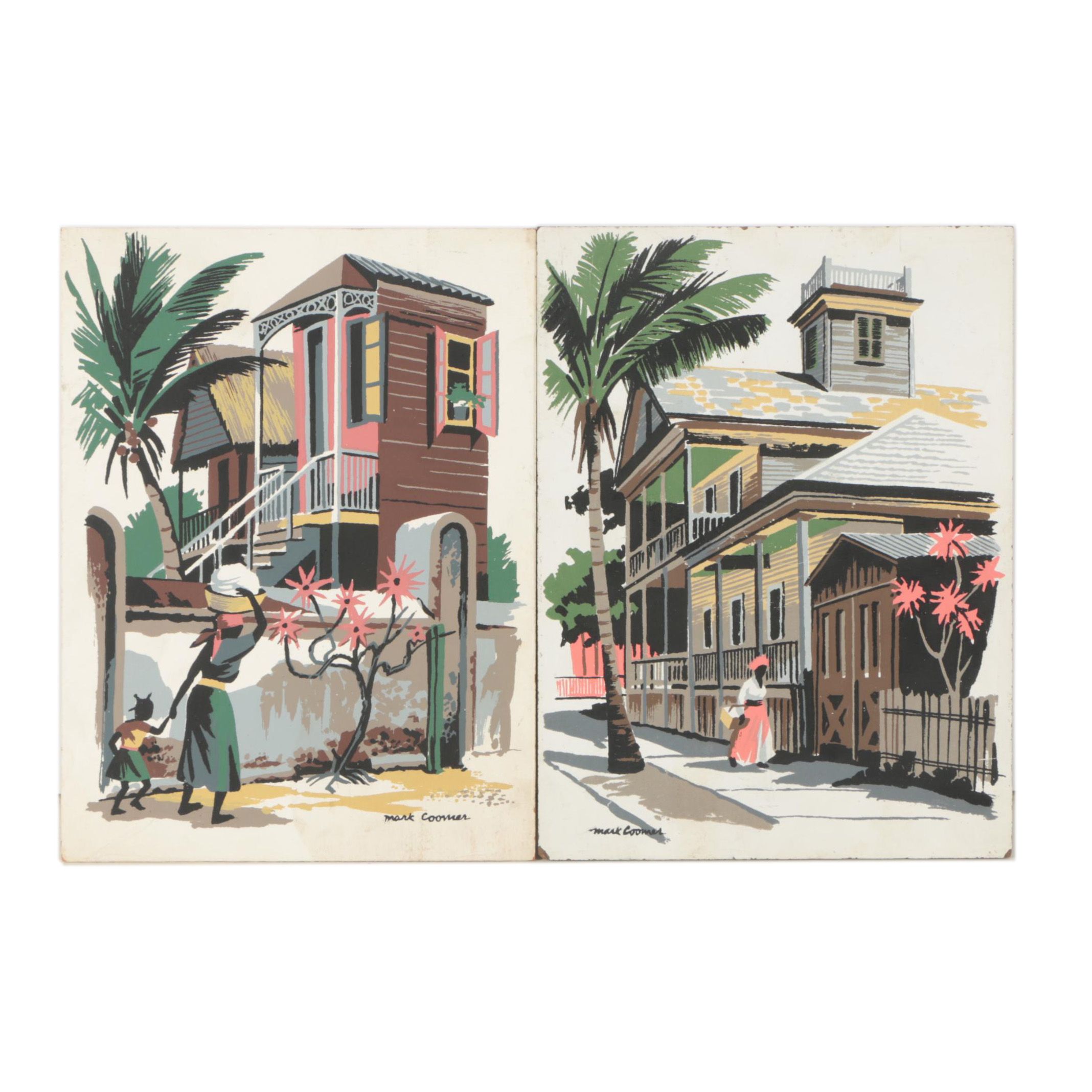 Vintage Mark Coomer Serigraphs of Tropical Architecture | EBTH