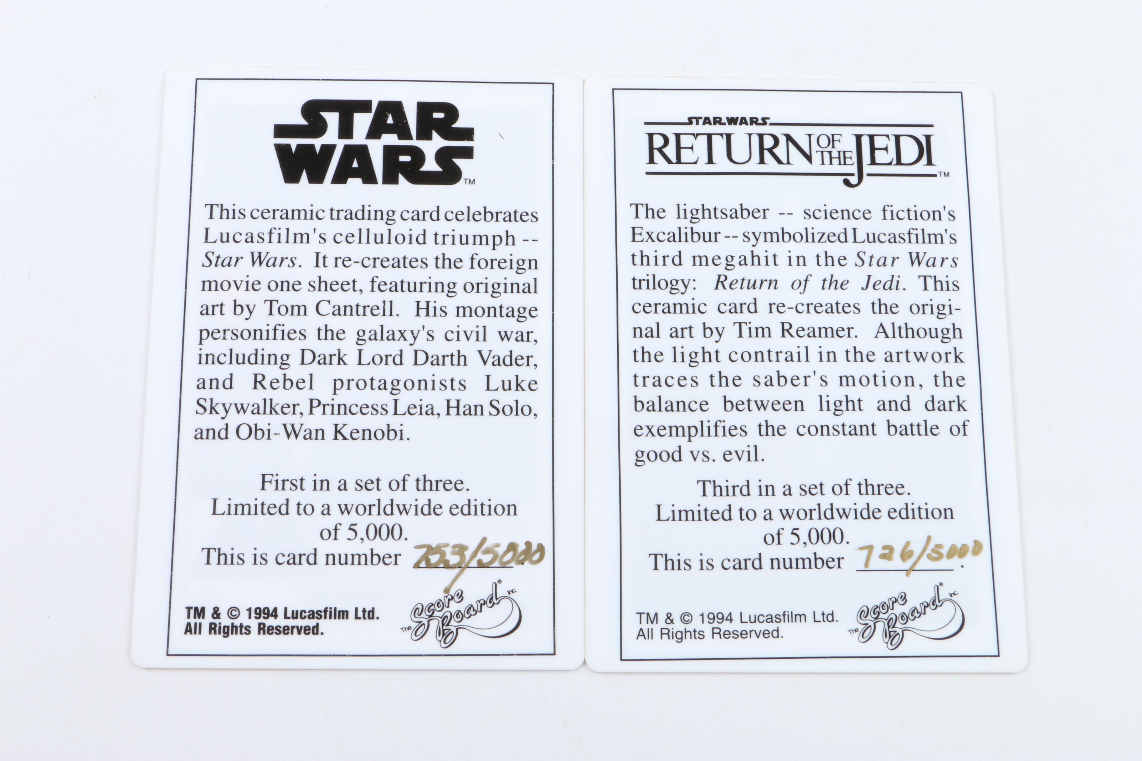 Limited Edition "Star Wars" Trading Cards Including Three 23k Gold Foil ...