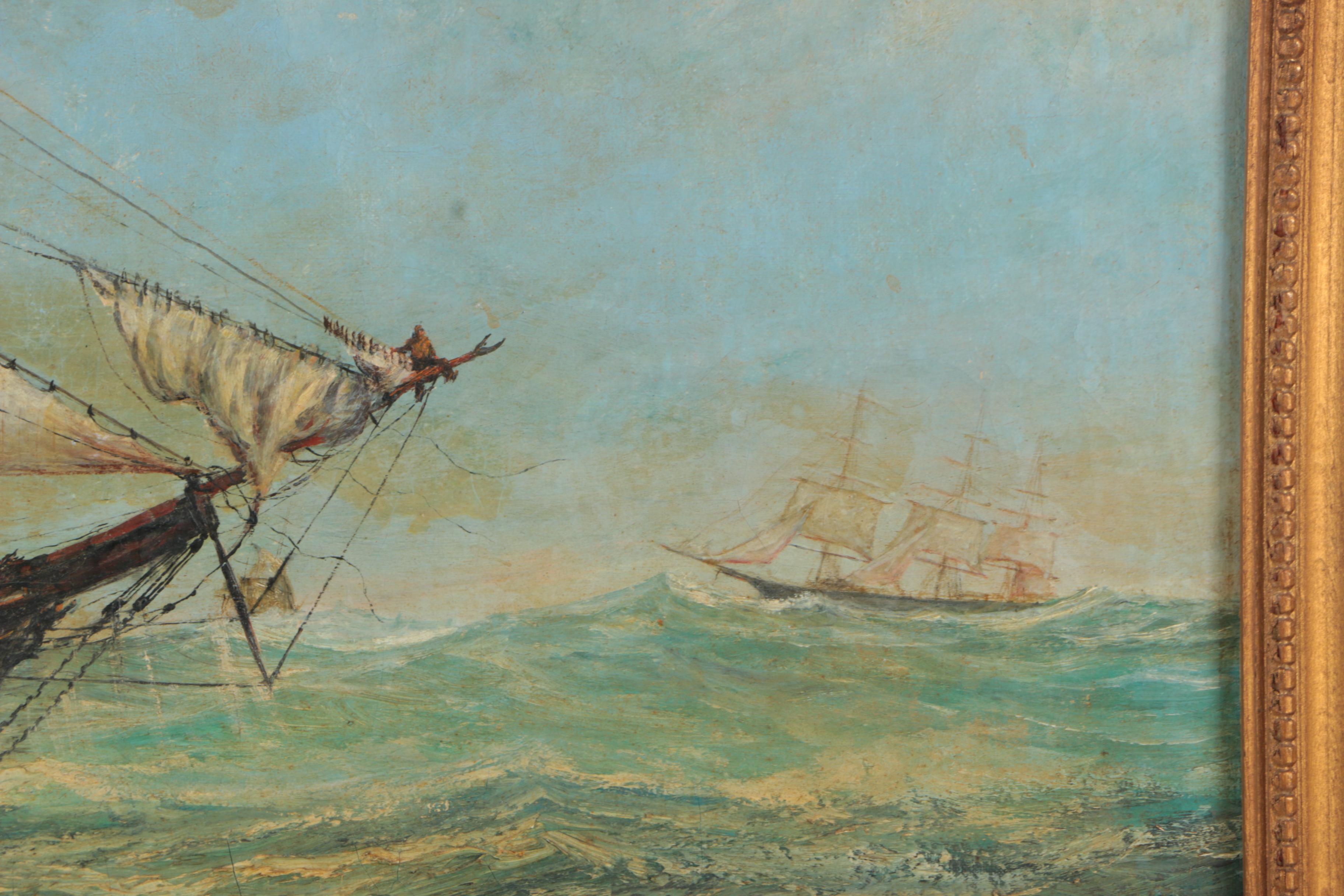 Oil Painting on Canvas of a Square Rigged Brig at Sea | EBTH