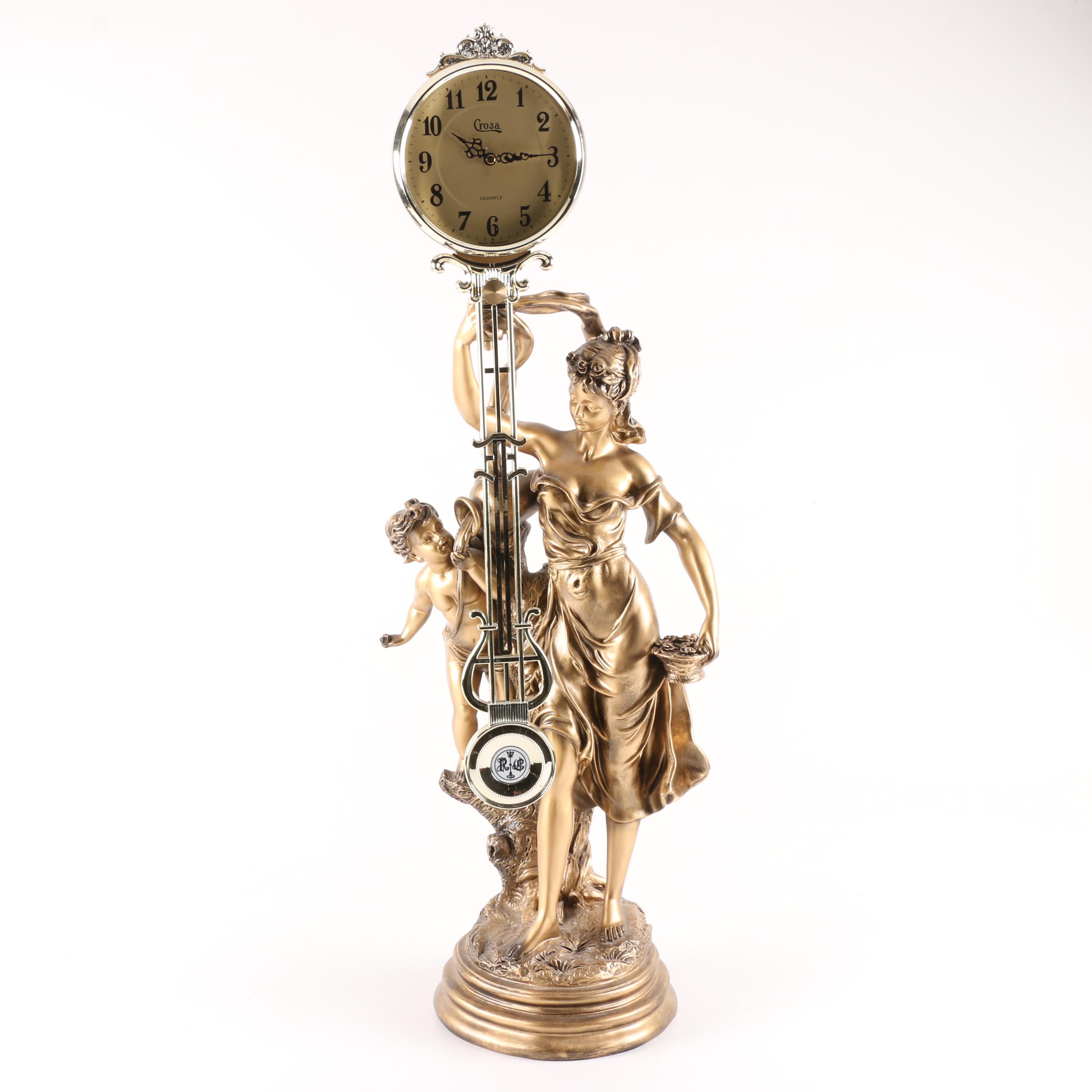 Crosa Art Nouveau Style Figural Swinger Clock | EBTH