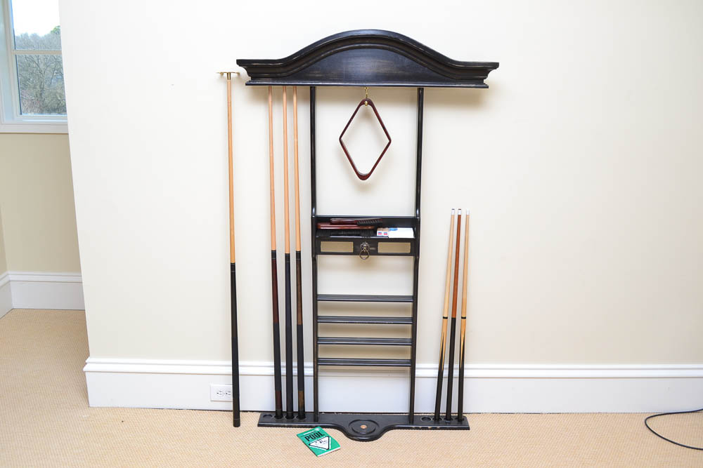 Billiards Accessory Wall Rack with Cues, Brushes and More | EBTH